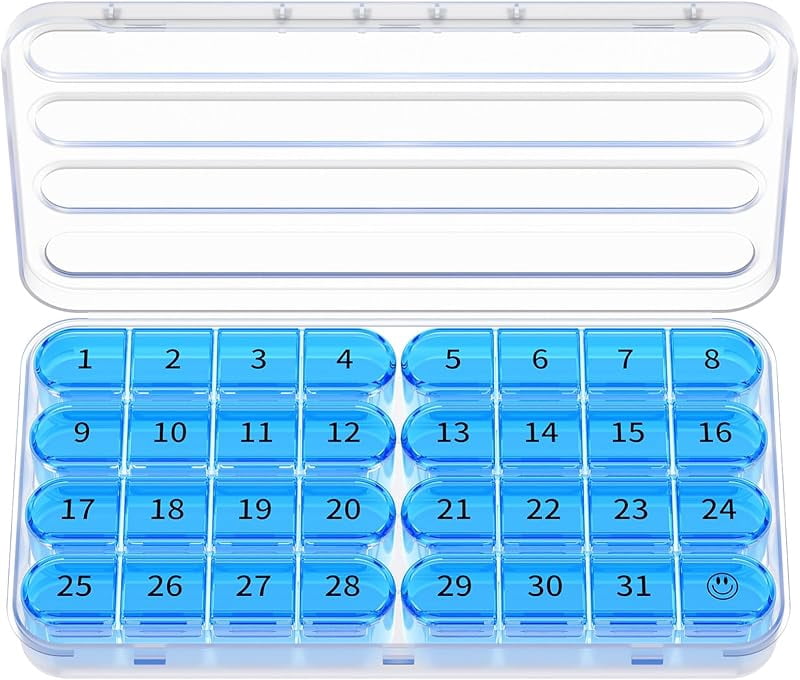 Zoksi Monthly Pill Organizer 1 Time a Day, 30 Day Pill Box Organizer ...