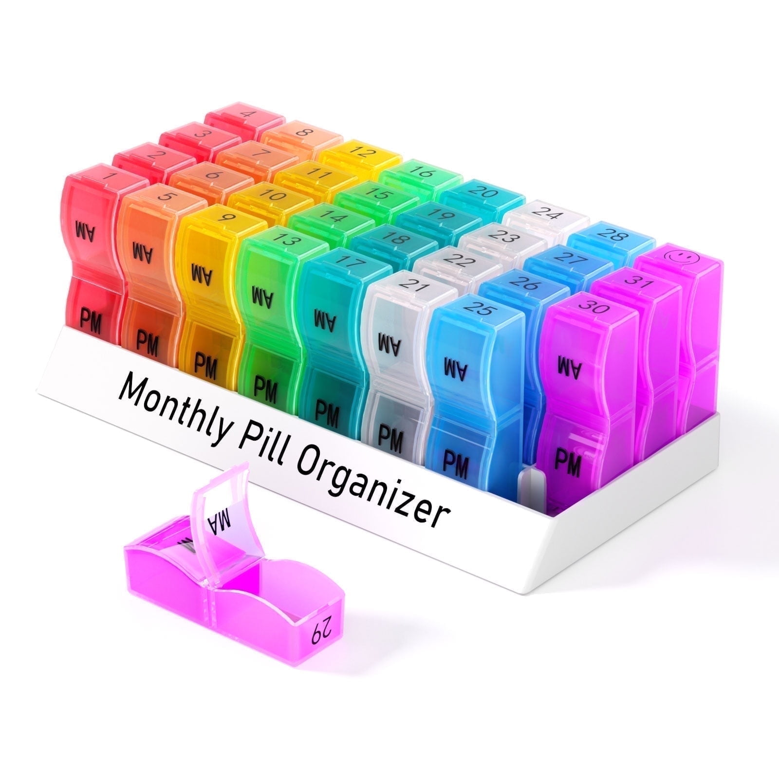 Ryzorq Monthly Pill Organizer, Compact 2 Times a Day Pill Box, 30 Day ...