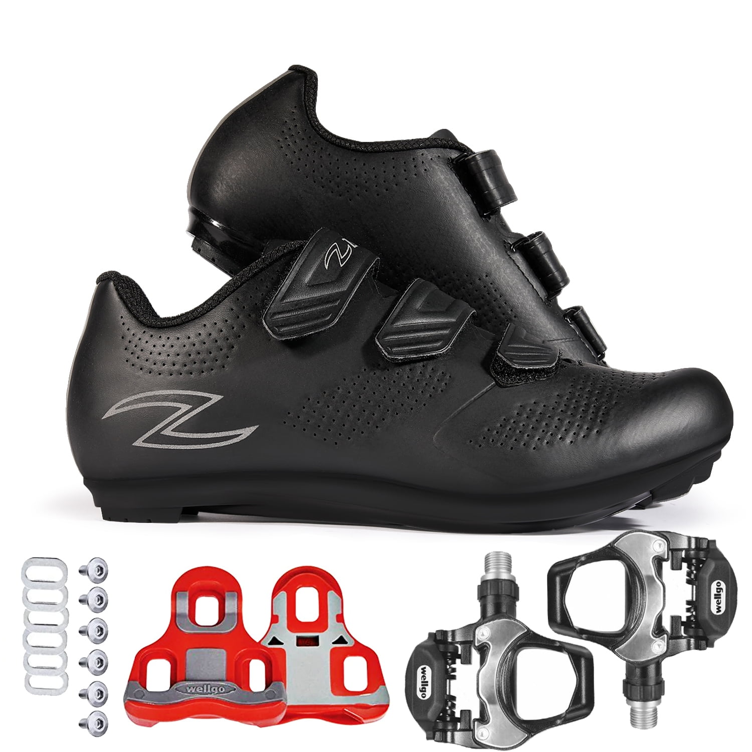 Zol Fondo Road Cycling Shoes with Pedals and Cleats (5.5, Black ...