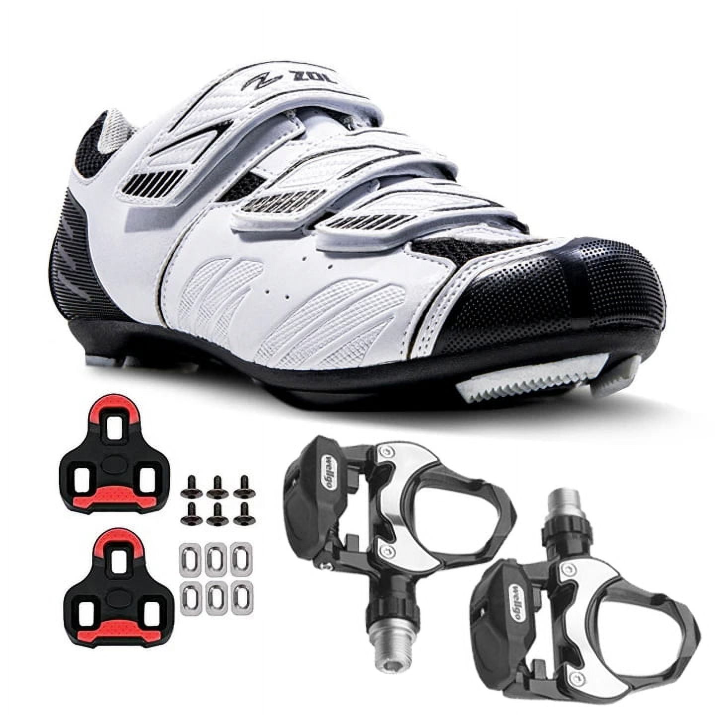 Zol Stage Road Cycling Shoes With Road Pedals and Cleats (5.5, White ...