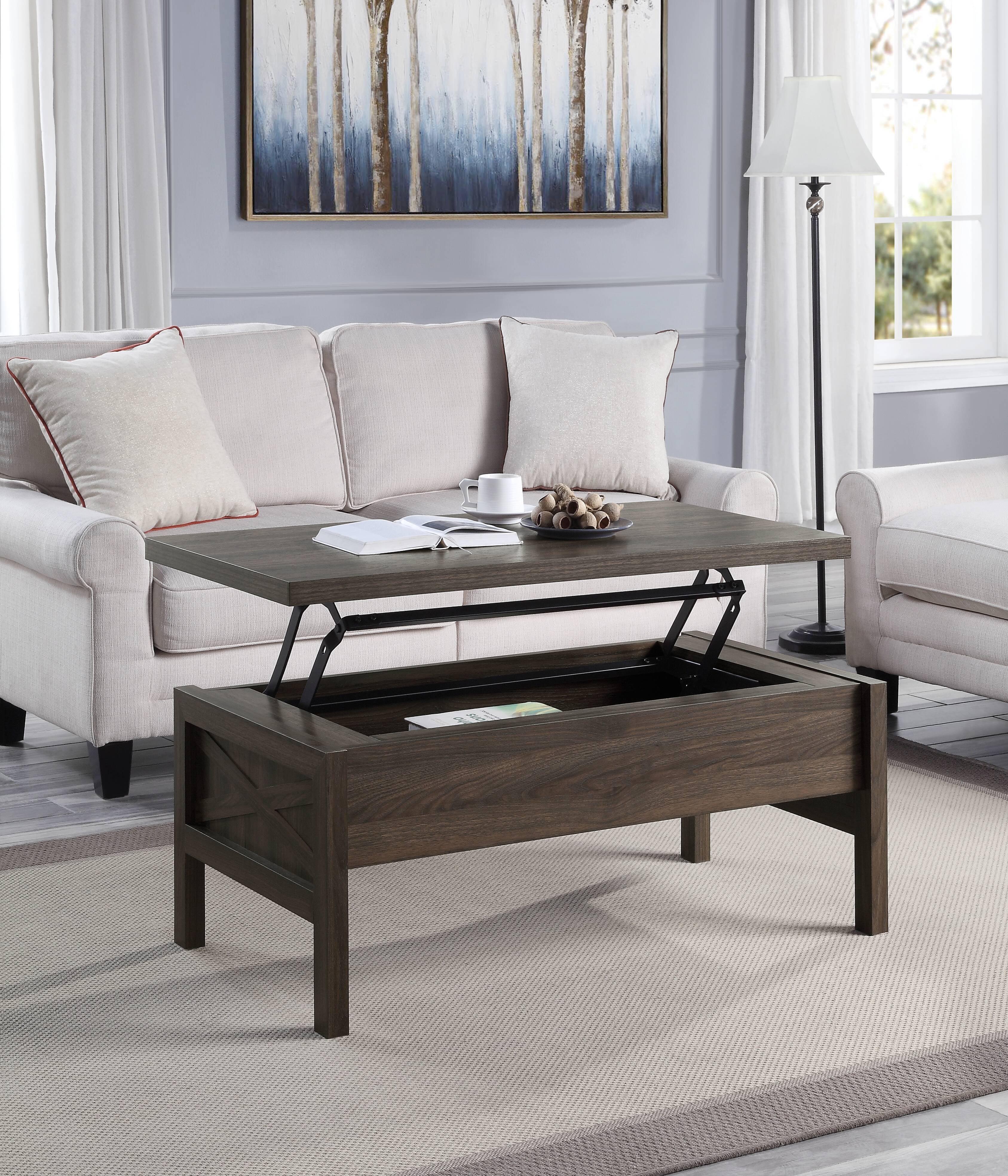 Zola Walnut Finish Coffee Table W/Lift Top,Walnut Synthetic Wood ...