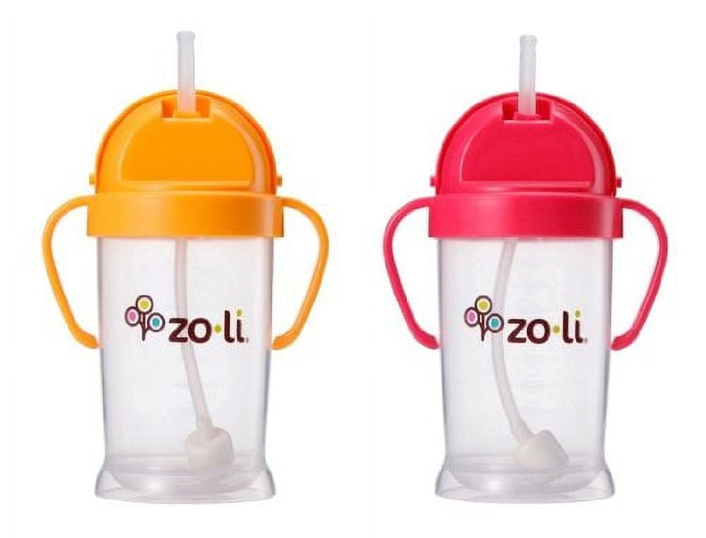 Zoli Baby Bot XL Straw Sippy Cup 9 oz - 2 Pack, Orange/Pink - Walmart.com