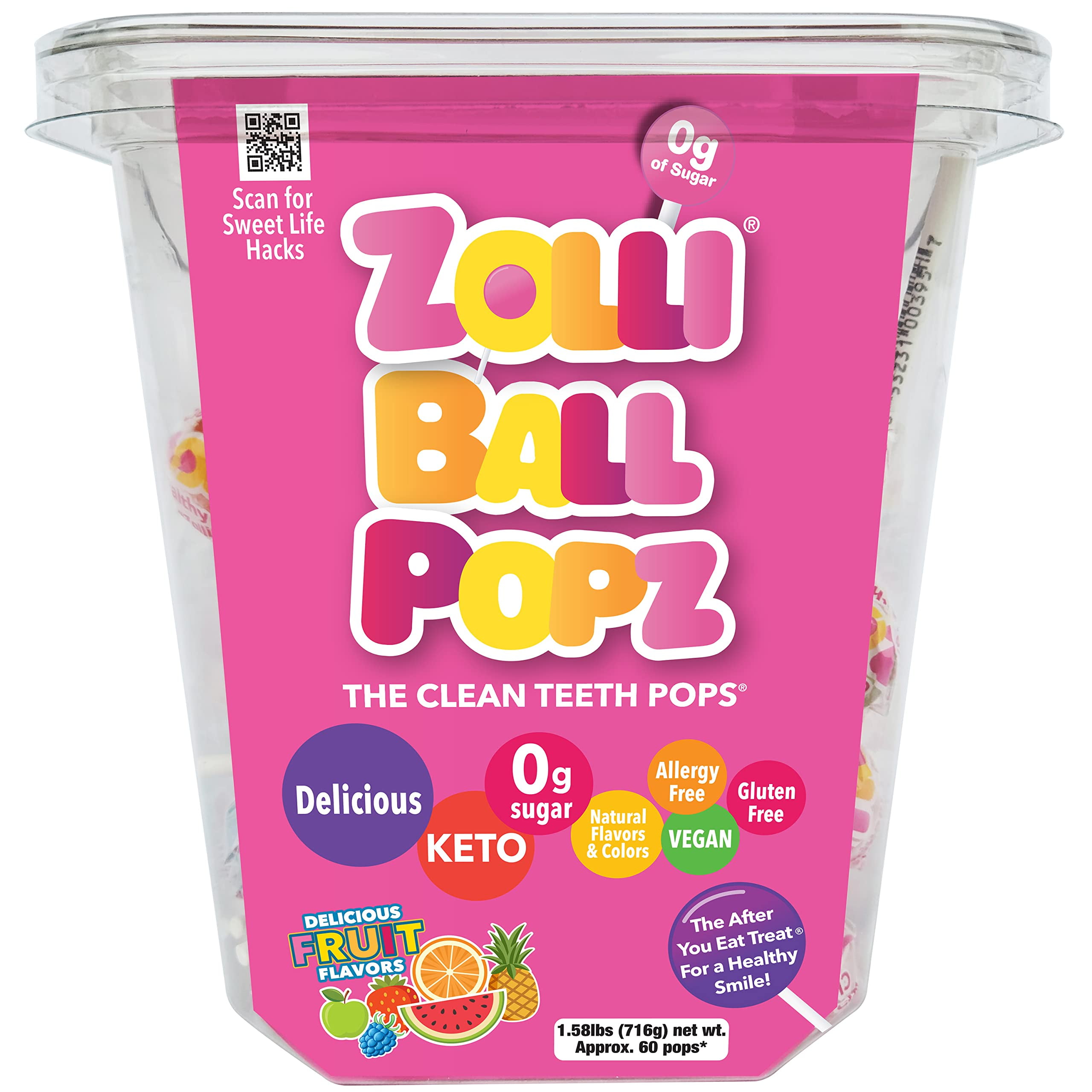 Ball Popz 60ct Tub KEF28 - Assorted Flavors, Sugar-Free, Dental ...