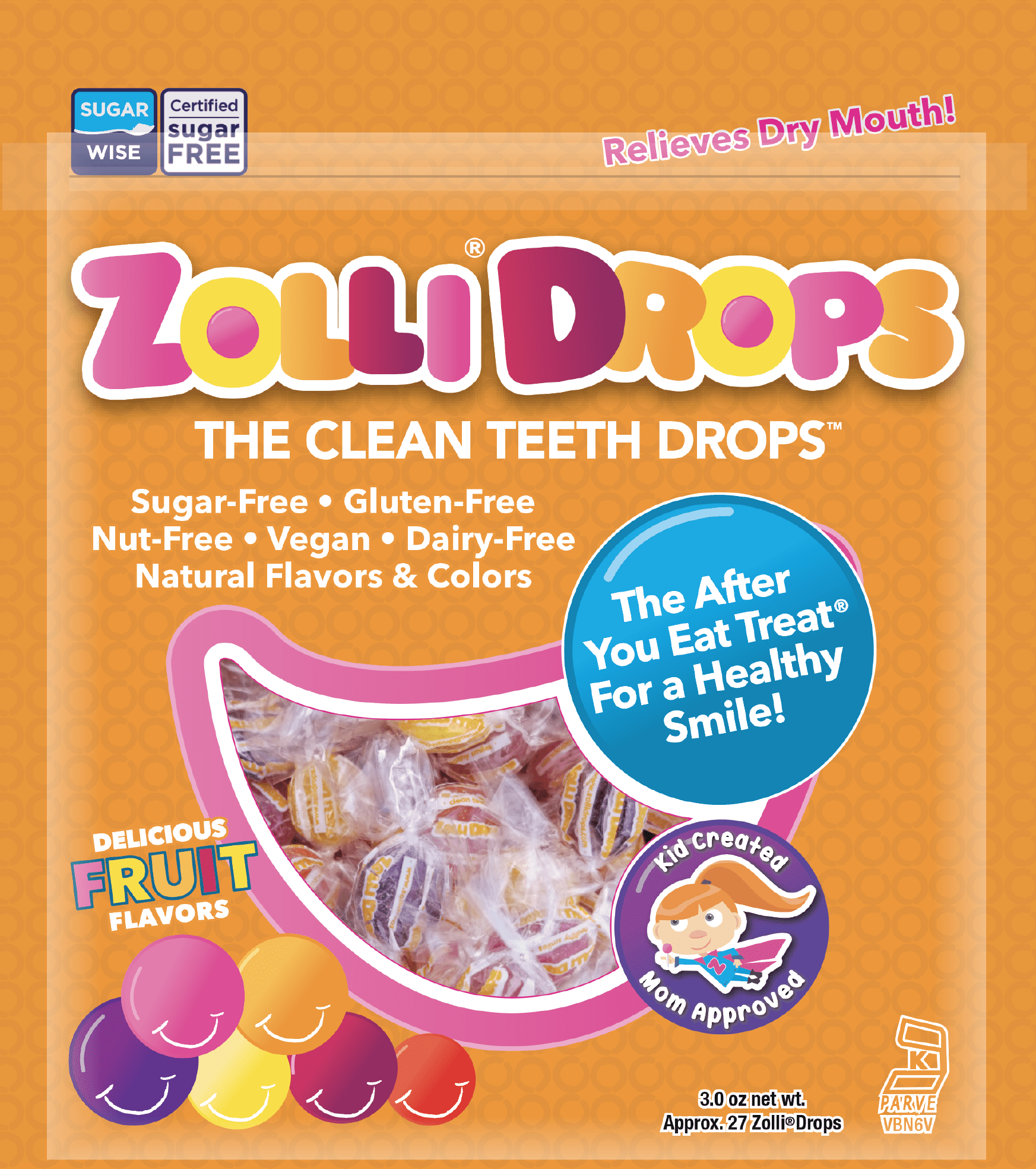 Zolli Drops Fruit, 3oz, Clean Teeth Anti-Cavity Drops, Delicious ...