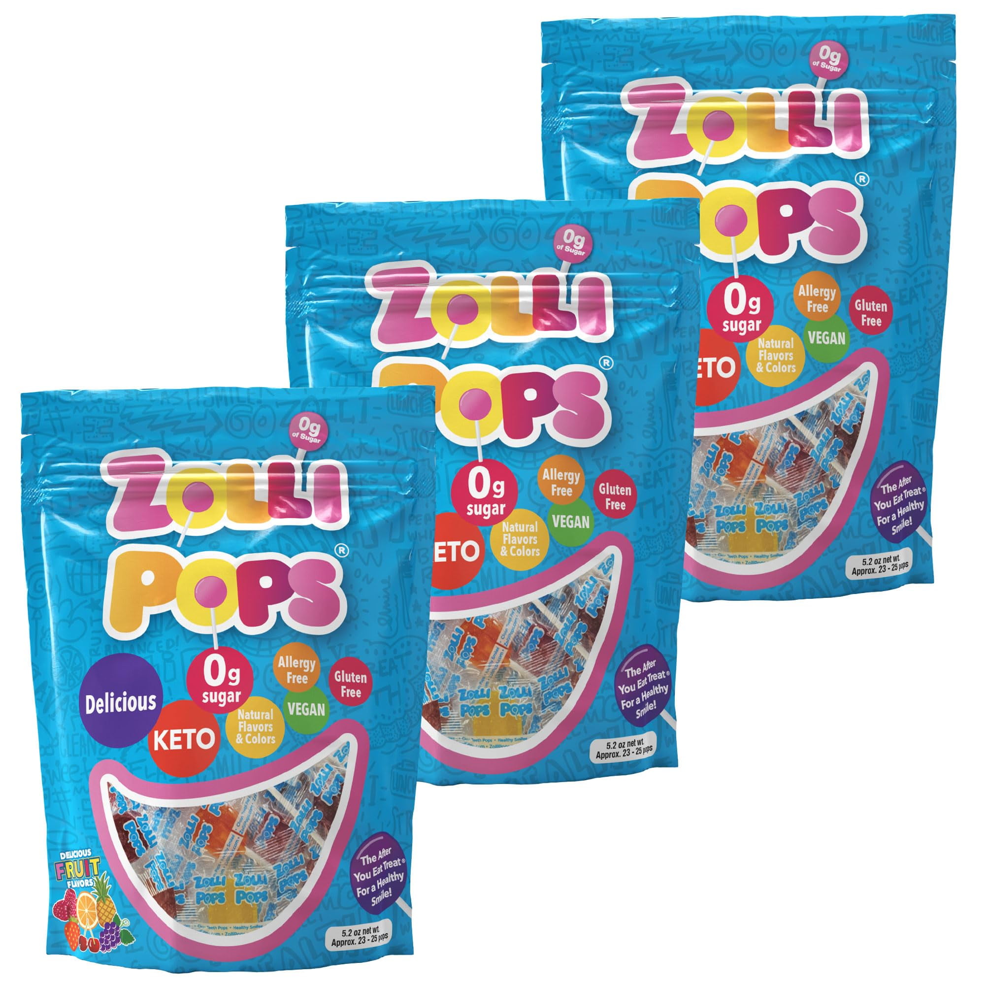 Zollipops Clean Teeth Lollipops, 5.2 MDA05 Ounce, 3 Count - Anti-Cavity ...