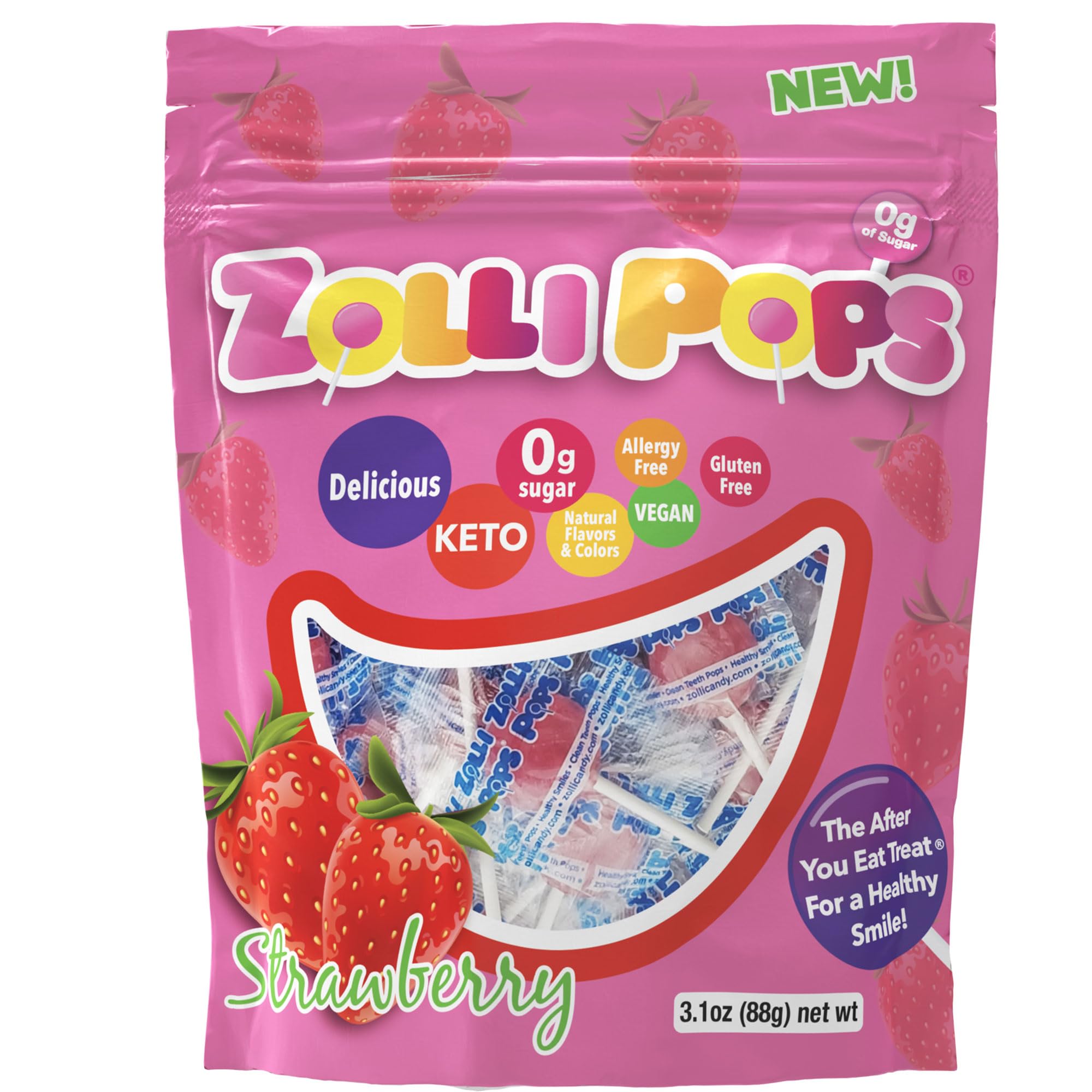 Zollipops Clean Teeth Lollipops AntiCavity Sugar Free Candy with ...