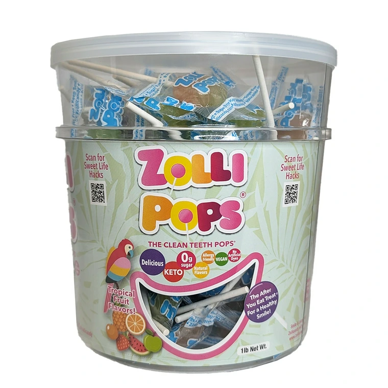 ZOLLIPOPS Sugar Free Lollipops with Natural Assorted Tropical Fruit ...