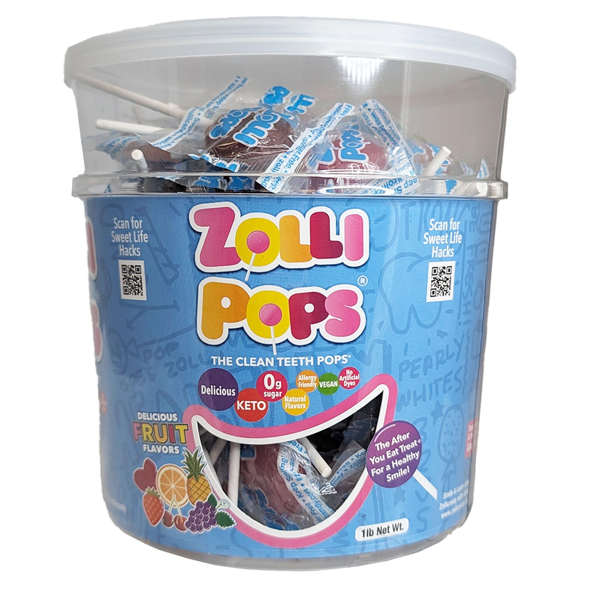 Zollipops Clean Teeth Pops, Anti Cavity TVS1 Lollipops, Delicious ...