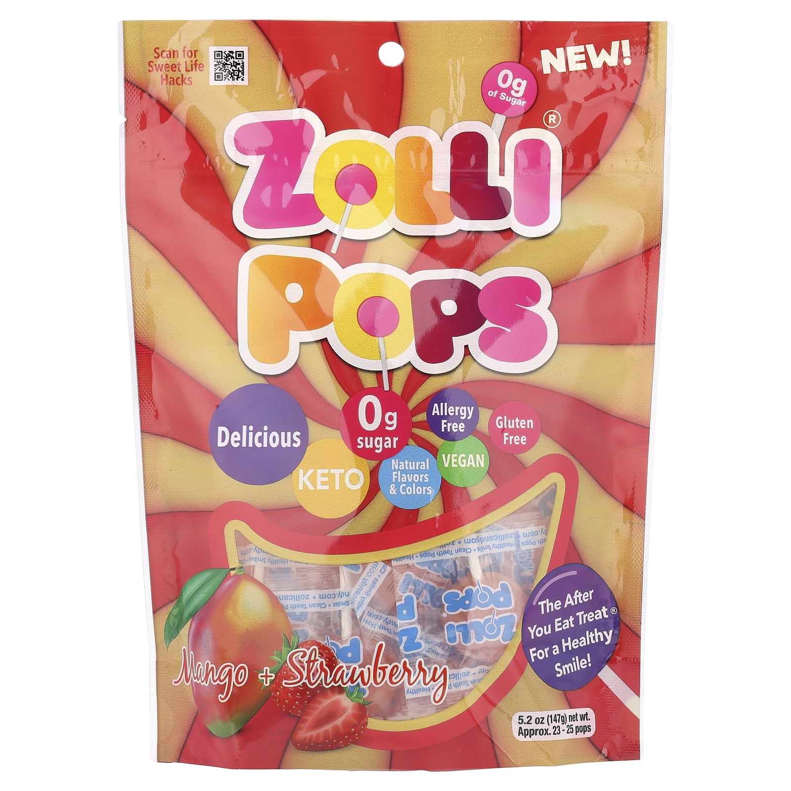 Zollipops Suckers, Mango + Strawberry, 5.2 oz (147 g) - Walmart.com