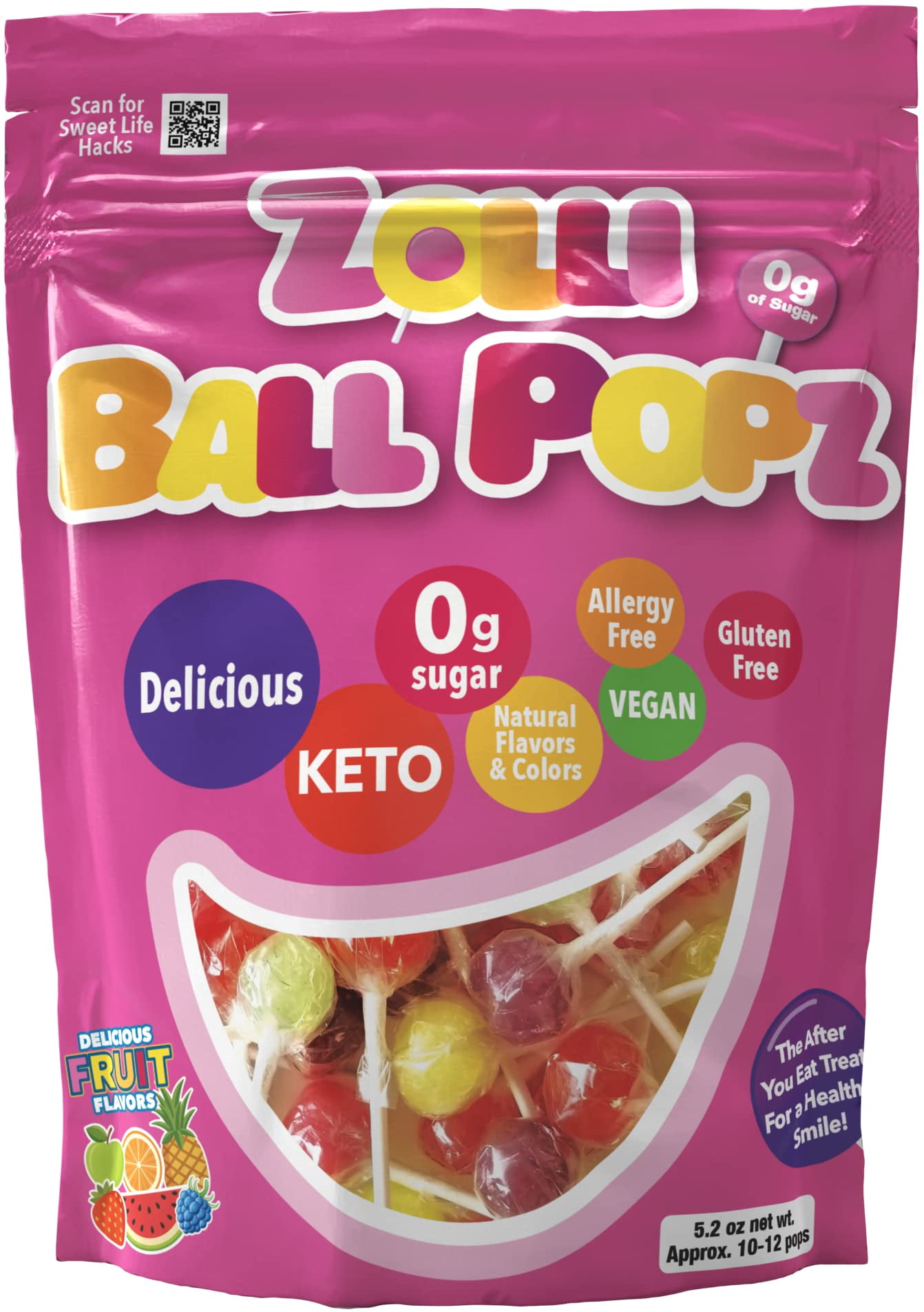 Zollipops The Clean Teeth Pops, Anti Cavity Lollipops, Ball Popz, 5.2 ...