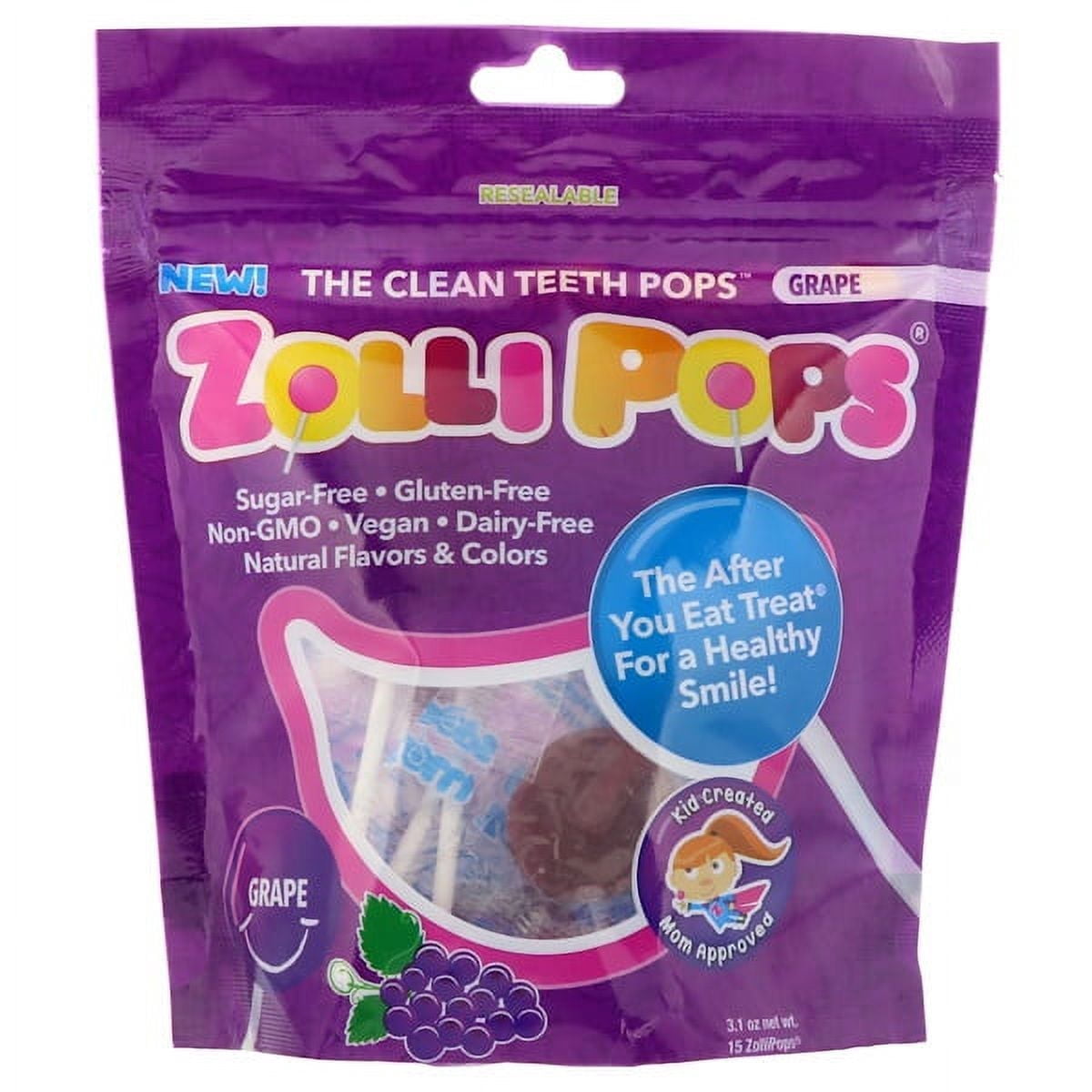 Zollipops, The Clean Teeth Pops, Grape, 15 ZolliPops, 3.1 oz Pack of 2 ...