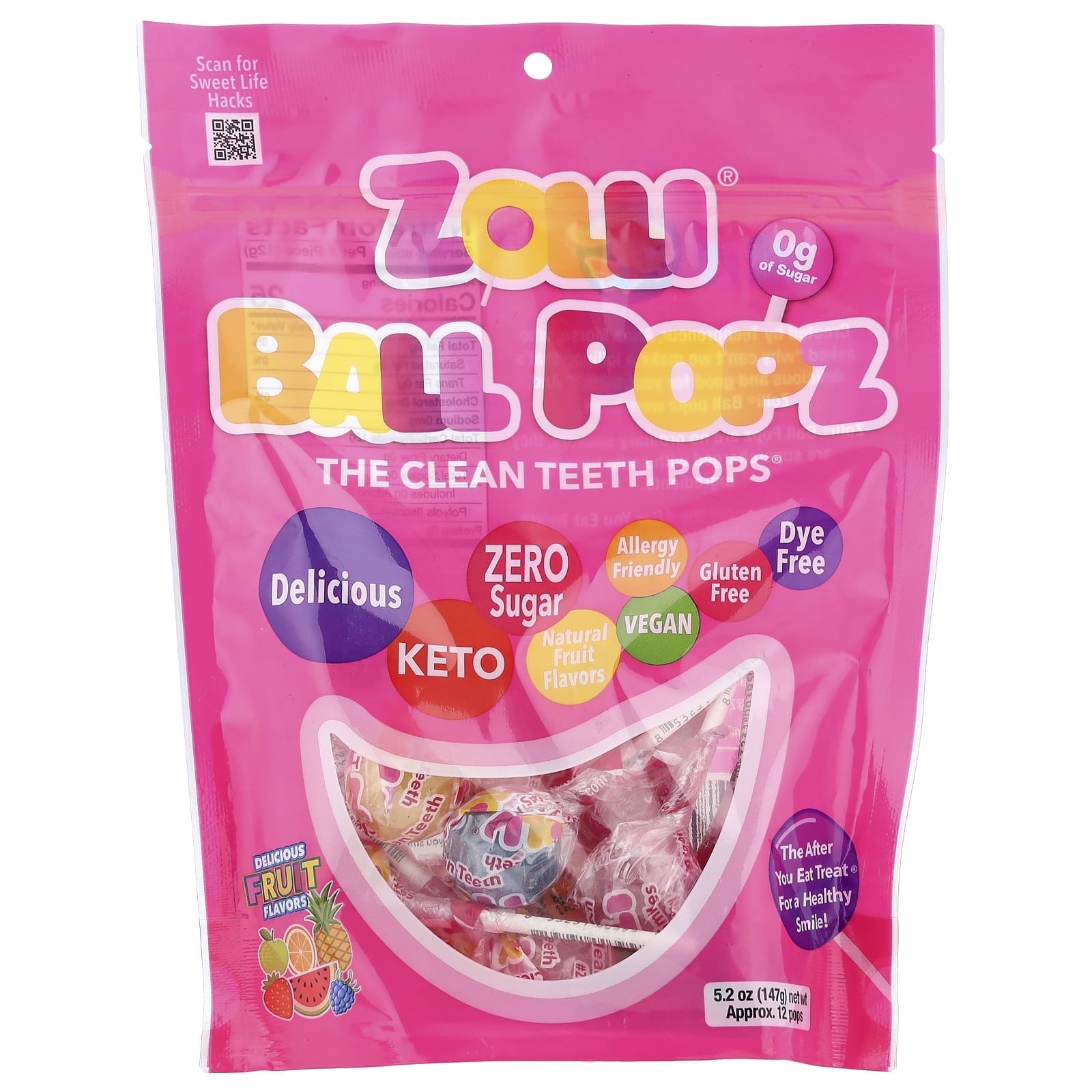 Zollipops, Zolli Ball Popz Fruit, Assorted, 10-12 Pops, 5.2 oz ...