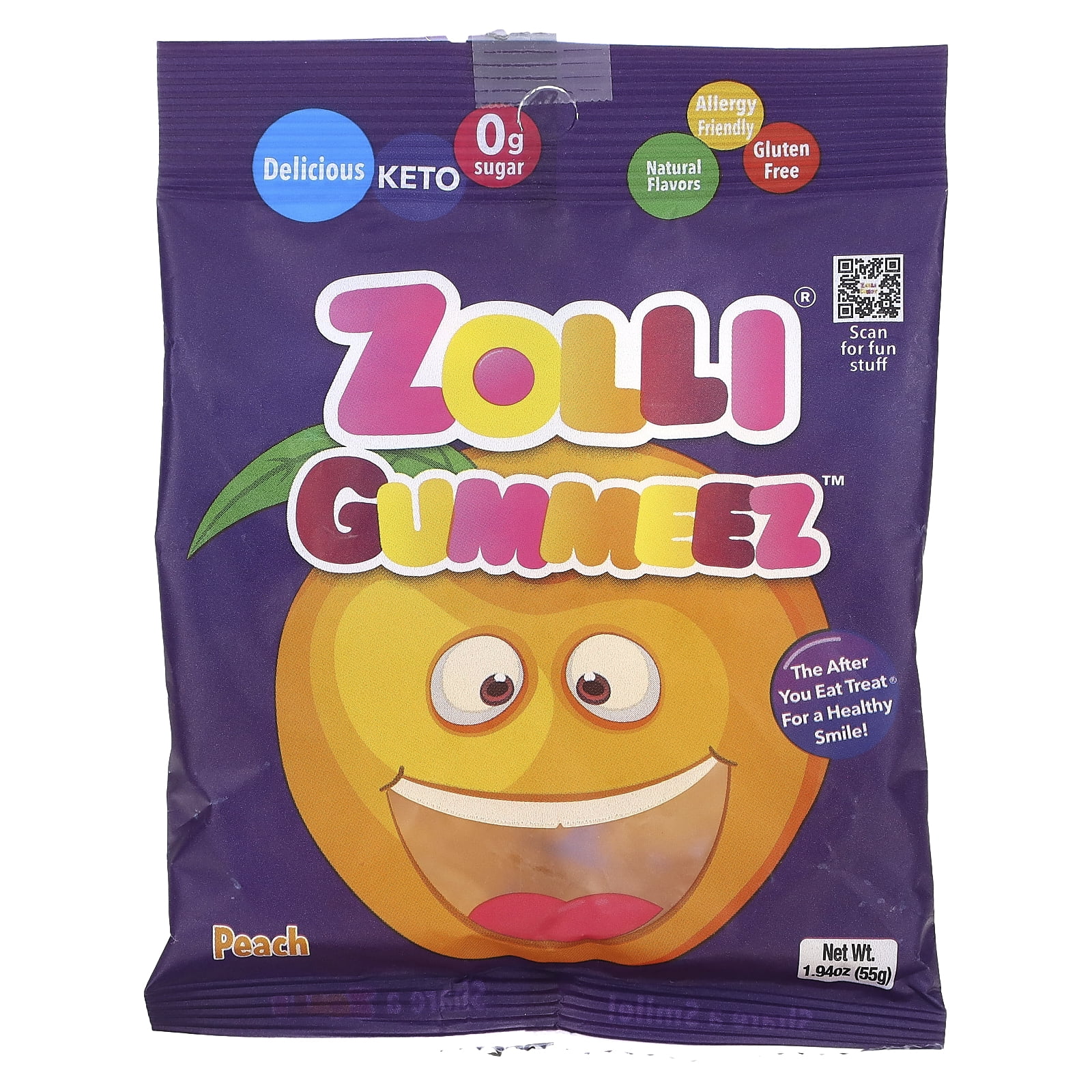 Zollipops Zolli Gummeez, Peach, 1.94 oz (55 g) - Walmart.com
