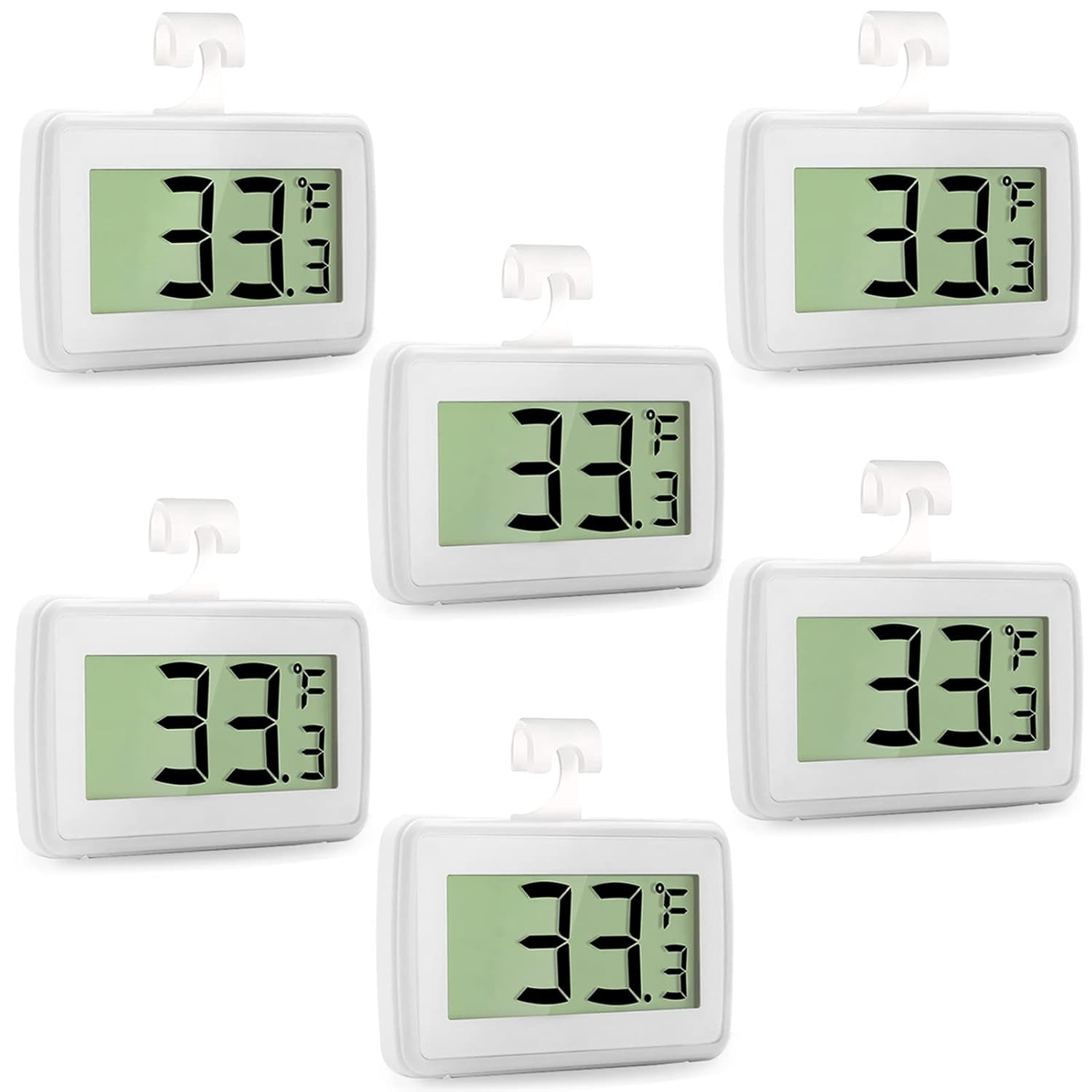 Zoloko 6 Pack Digital Refrigerator Thermometer, Waterproof Freezer Room ...