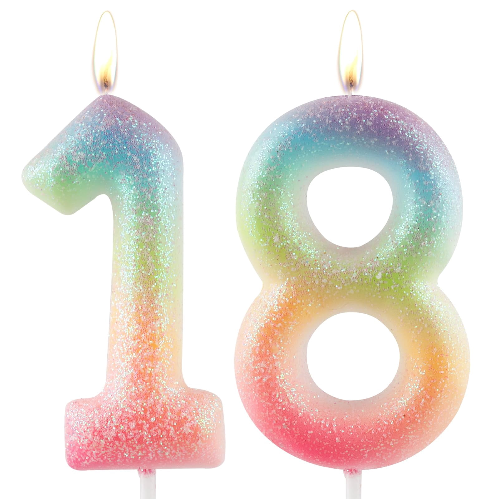 Zolunu Glitter Colorful 18th Birthday Candle, ZLK1 Birthday Number 18 ...