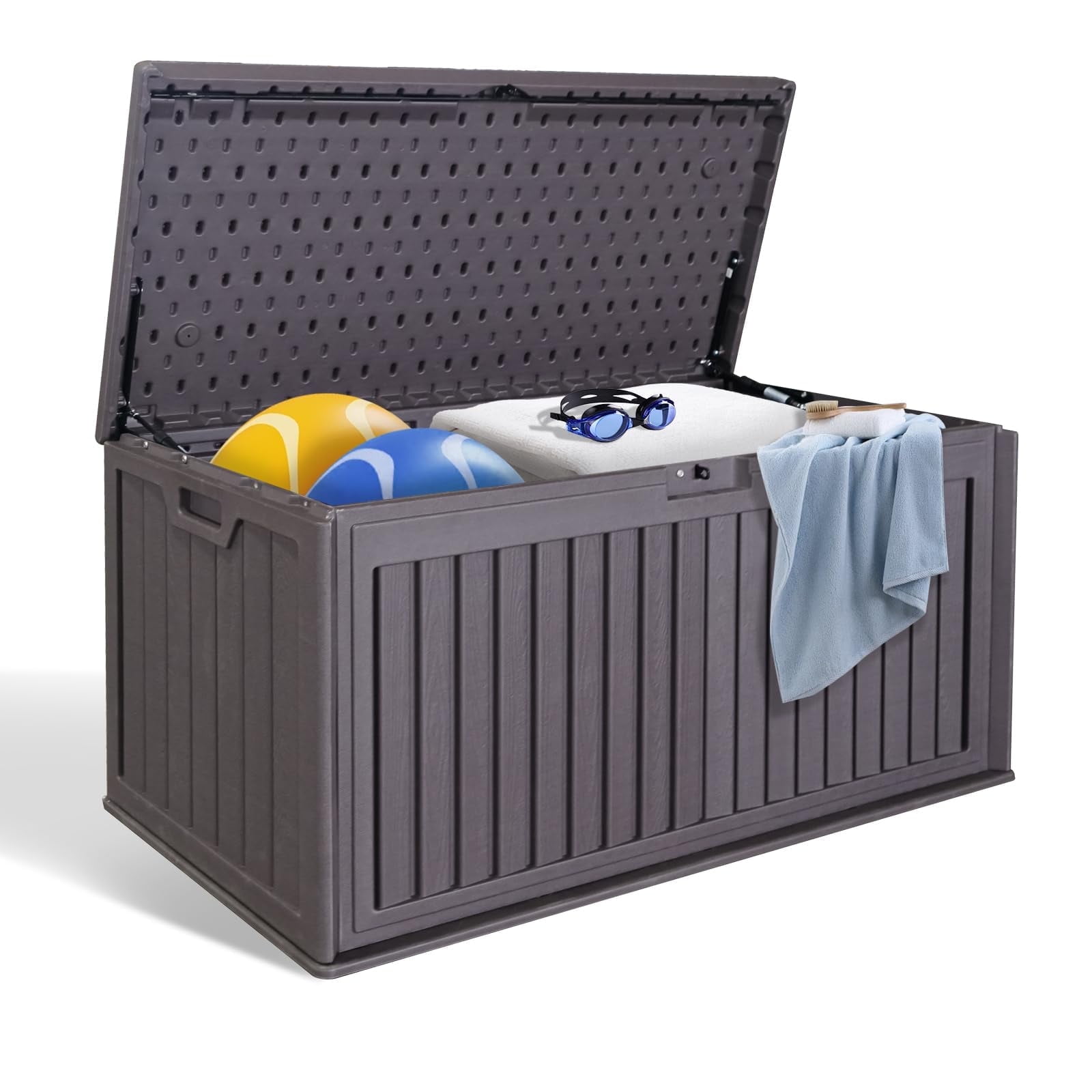 Zolyndo 100 Gallon Waterproof Outdoor Storage Box, Outside Resin Deck ...