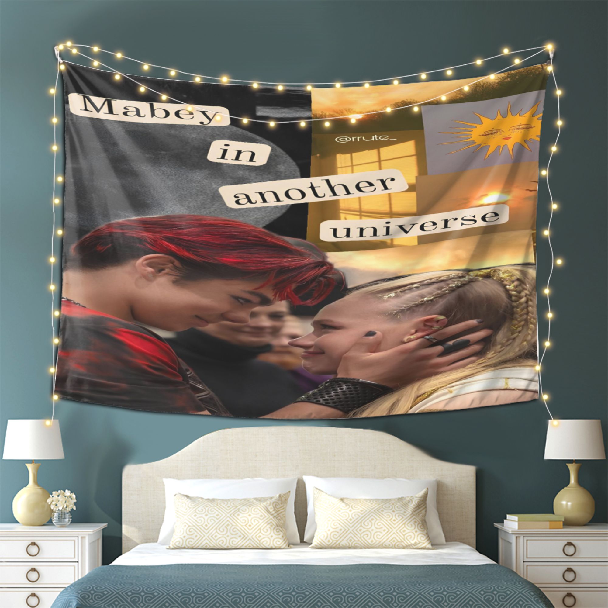 Zombie 4 Victor and Nova Tapestry - Peach Light Beige Fabric Wall Art ...