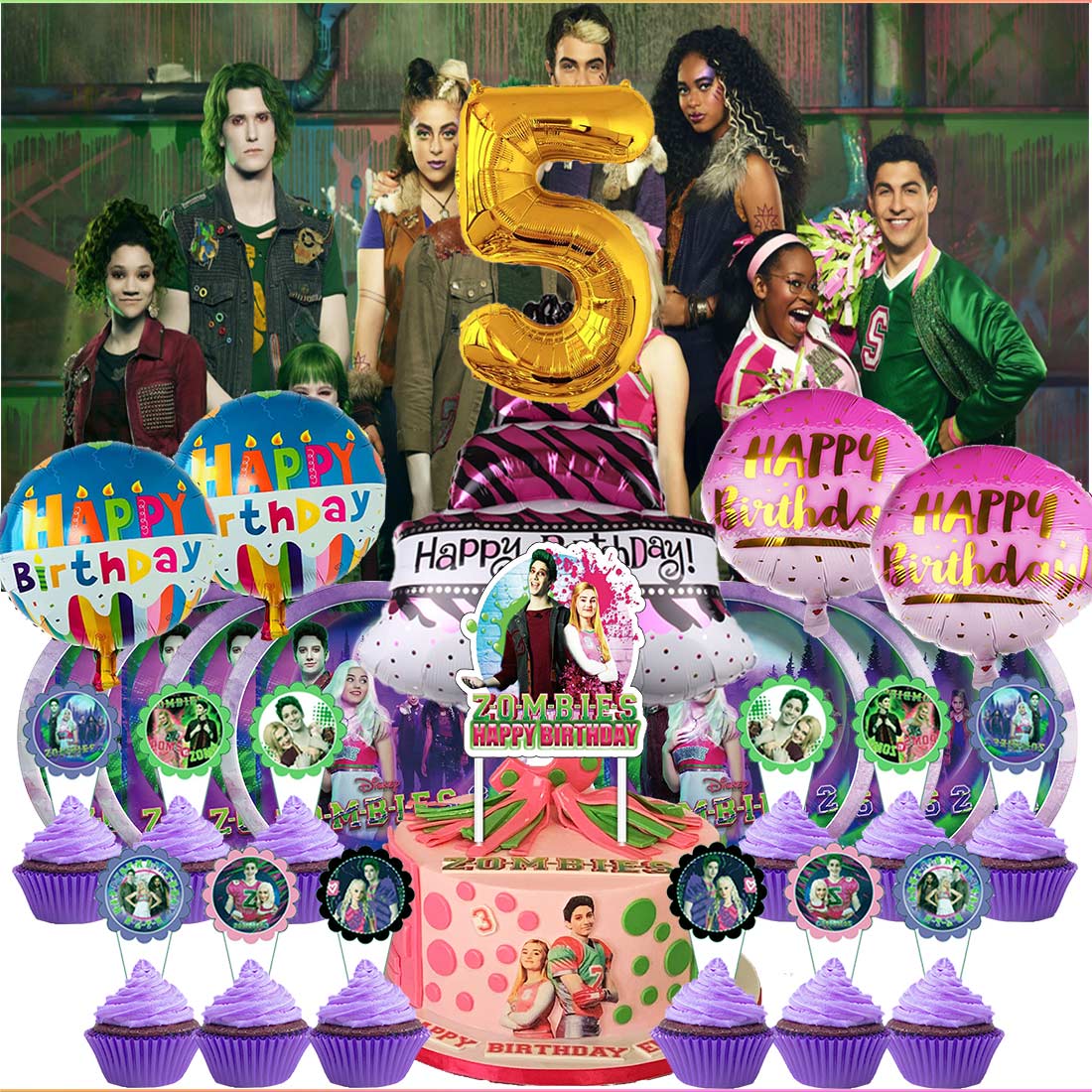 Zombie 5th Tableware Balloons Cake Toppers Backdrop Banner Supplies ...