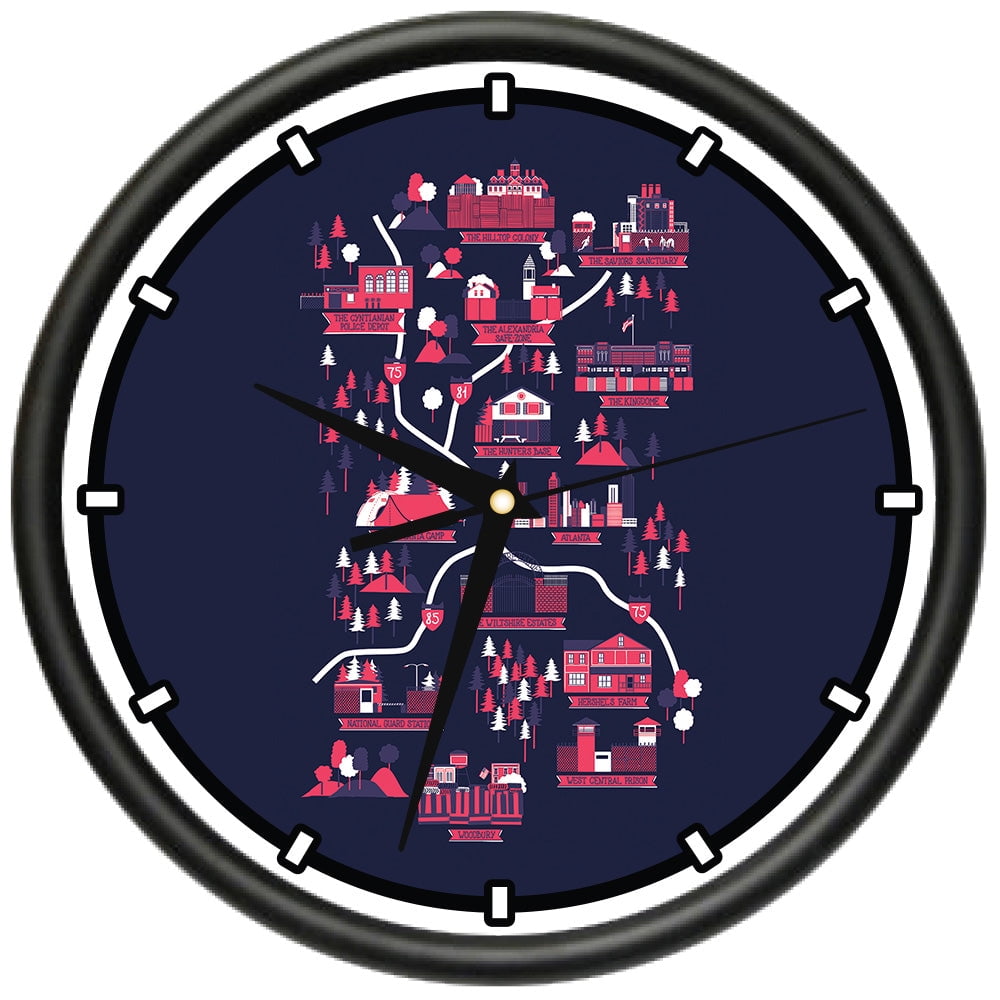 Zombie Apocalypse Map Design Wall Clock | Precision Quartz Movement ...