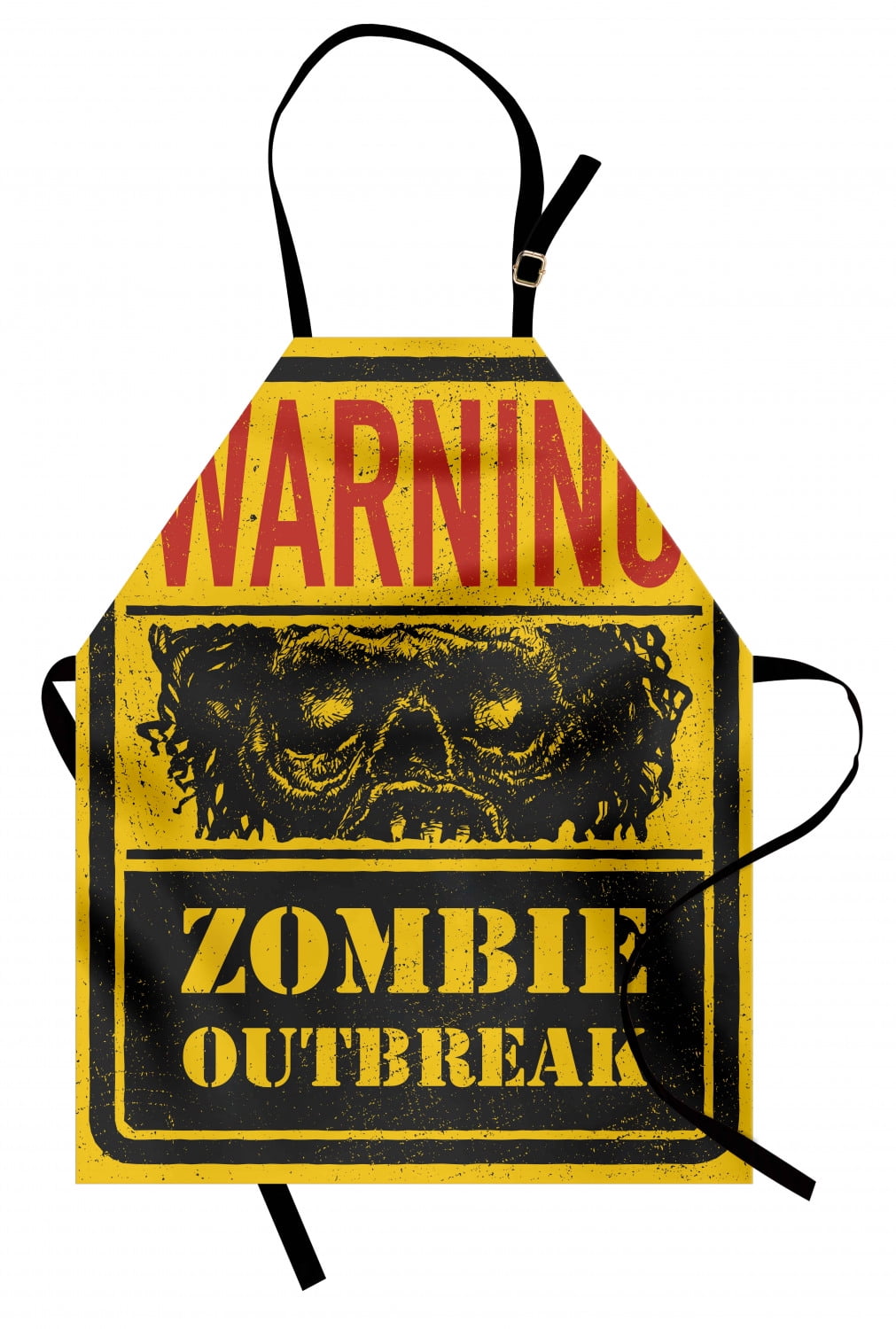 Zombie Apron Retro Warning Outbreak Horror Monster Sign in Vintage ...