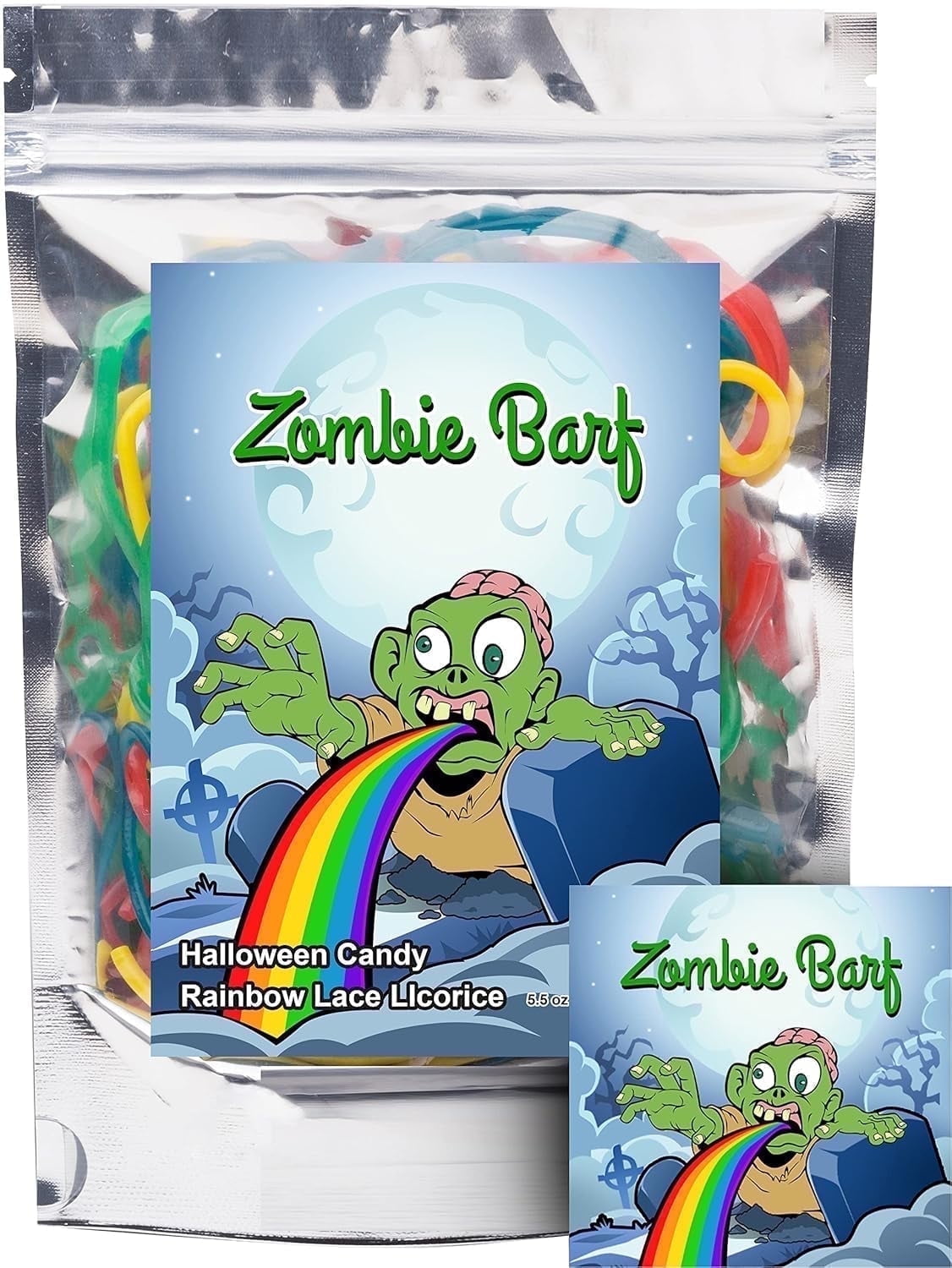 Zombie Barf Rainbow Lace Licorice Mixed Fruit Flavored Strings Fun Unique Halloween Candy Gag ...