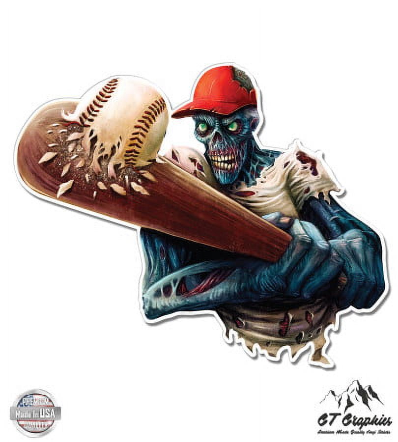 Zombie Baseball - 5" Vinyl Sticker - For Car Laptop I-Pad - Waterproof ...