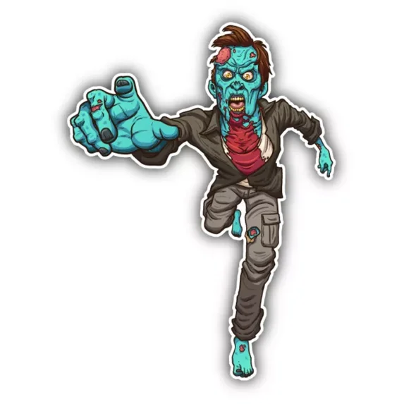 Zombie Cartoon Running Sticker Phone Decal Water Bottle Stickers Car ...