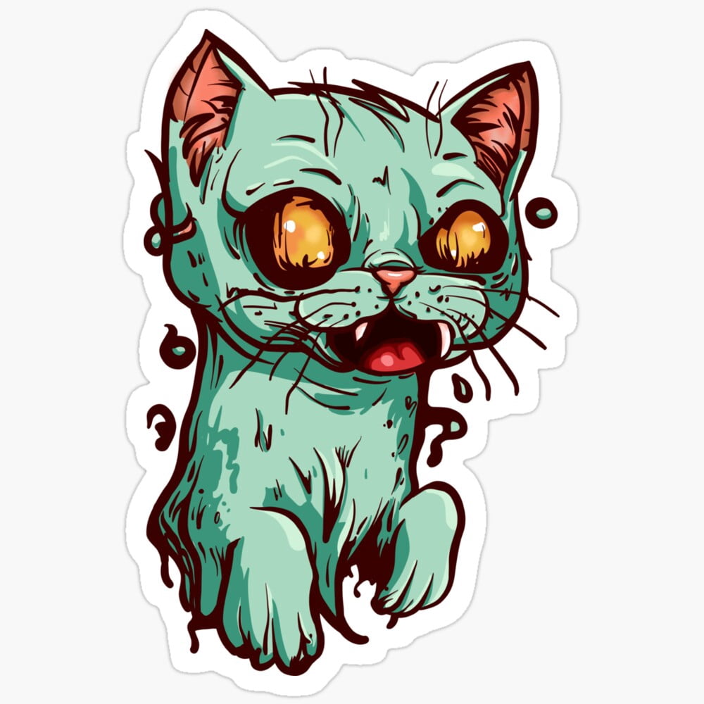 Zombie Cat Sticker Phone Decal Water Bottle Stickers Car Decals, Laptop ...