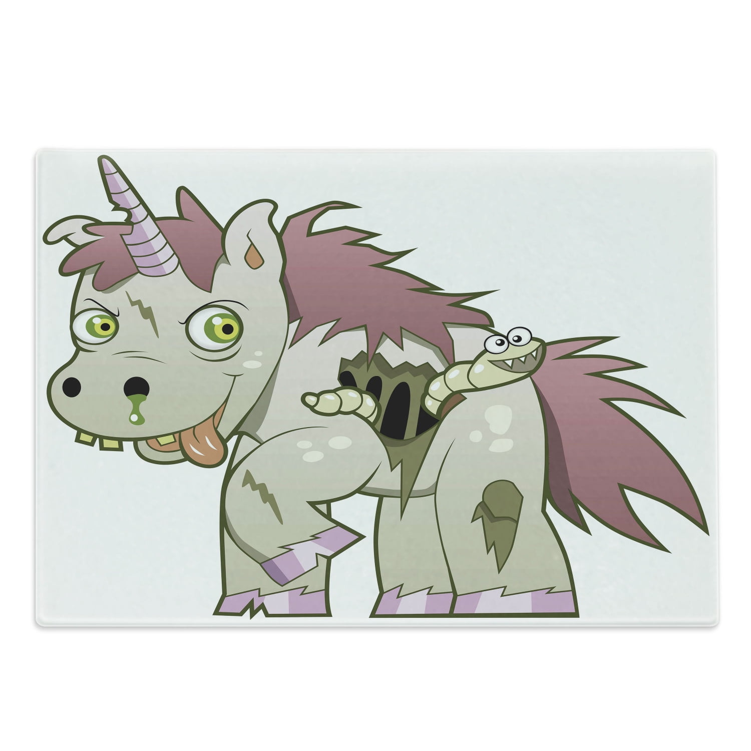 Zombie Cutting Board, Evil Unicorn Devil Face Caterpillar Myth Creature ...