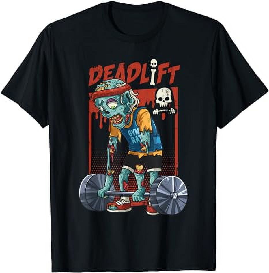 Zombie Deadlift Weightlifting Halloween Fitness Gym Workout T-Shirt ...