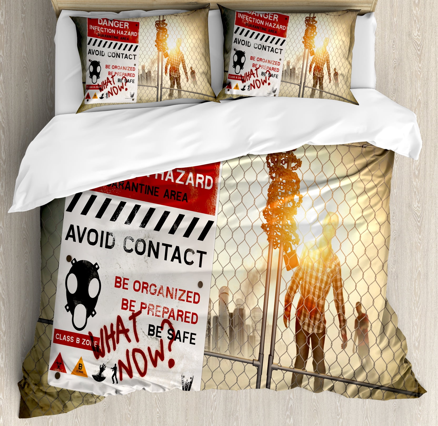 Zombie Decor Queen Size Duvet Cover Set, Dead Man Walking Dark Danger ...