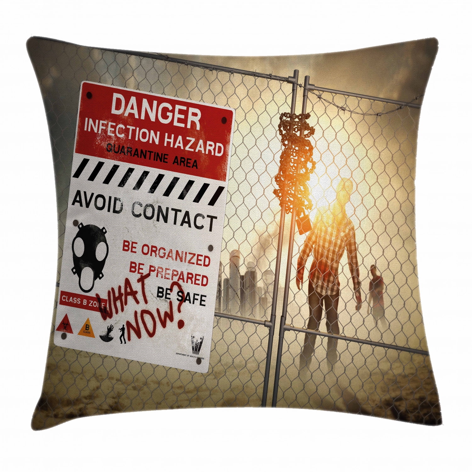 Zombie Decor Throw Pillow Cushion Cover, Dead Man Walking Dark Danger ...