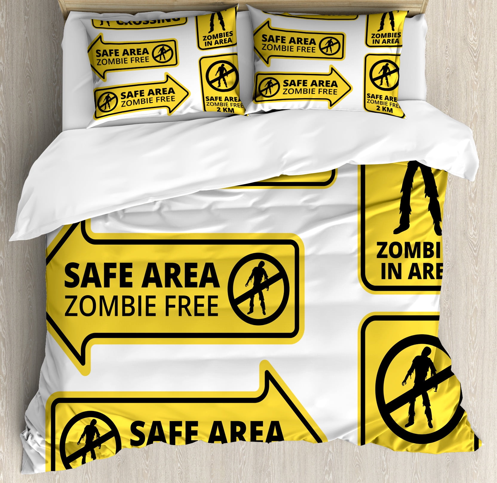 Zombie Duvet Cover Set, Safe Area Zombie Free Safe Protection Zone ...
