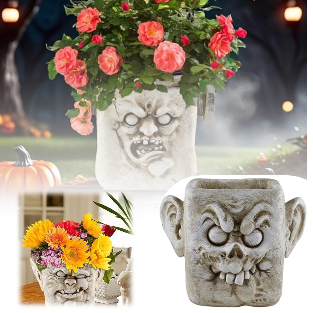 Zombie Face Planter Pot, Halloween Planter with Drainage Hole, Horror ...