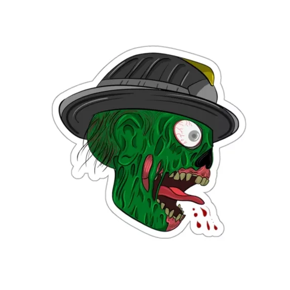 Zombie Firefighter Vinyl Sticker Horror Themed Design Halloween Living ...
