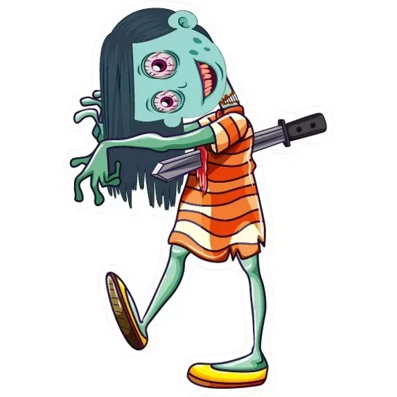 Zombie Girl With Knife In Back Sticker Window Decal Phone Decal Water ...