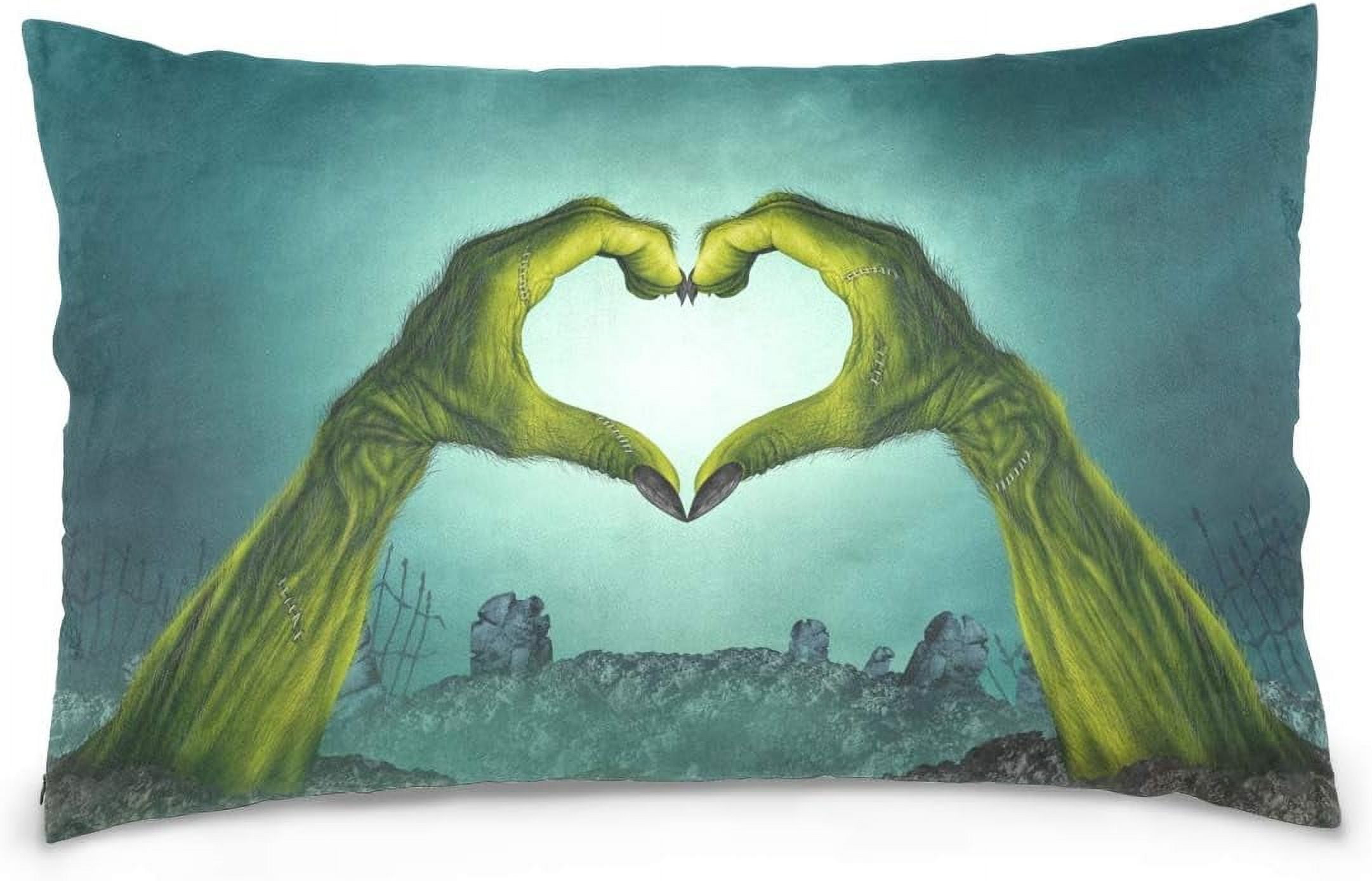 Zombie Hand Heart Shape Velvet Oblong Lumbar Plush Throw Pillow Cover ...