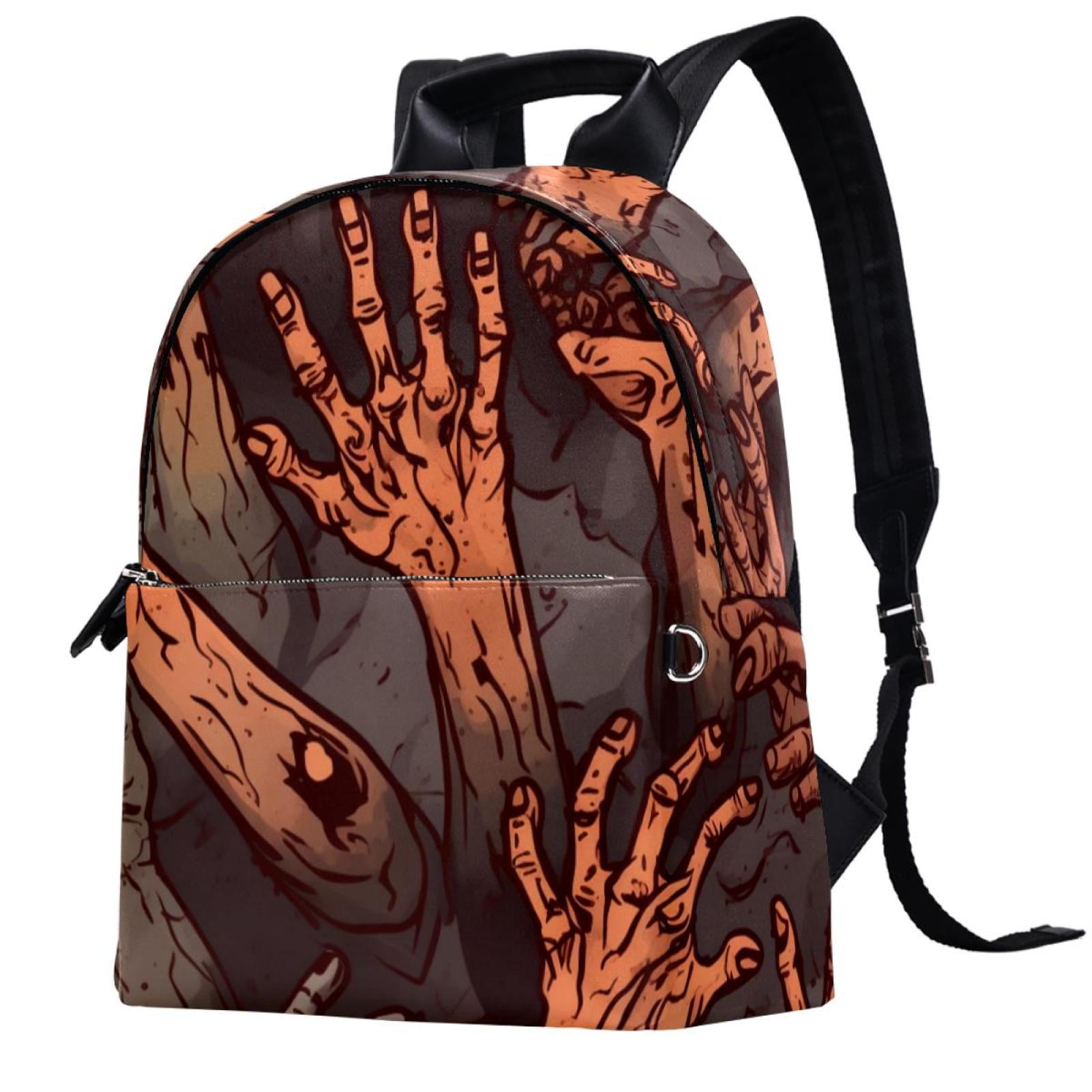 Zombie Hand Large Capacity Leather Backpack with Adjustable Shoulder ...
