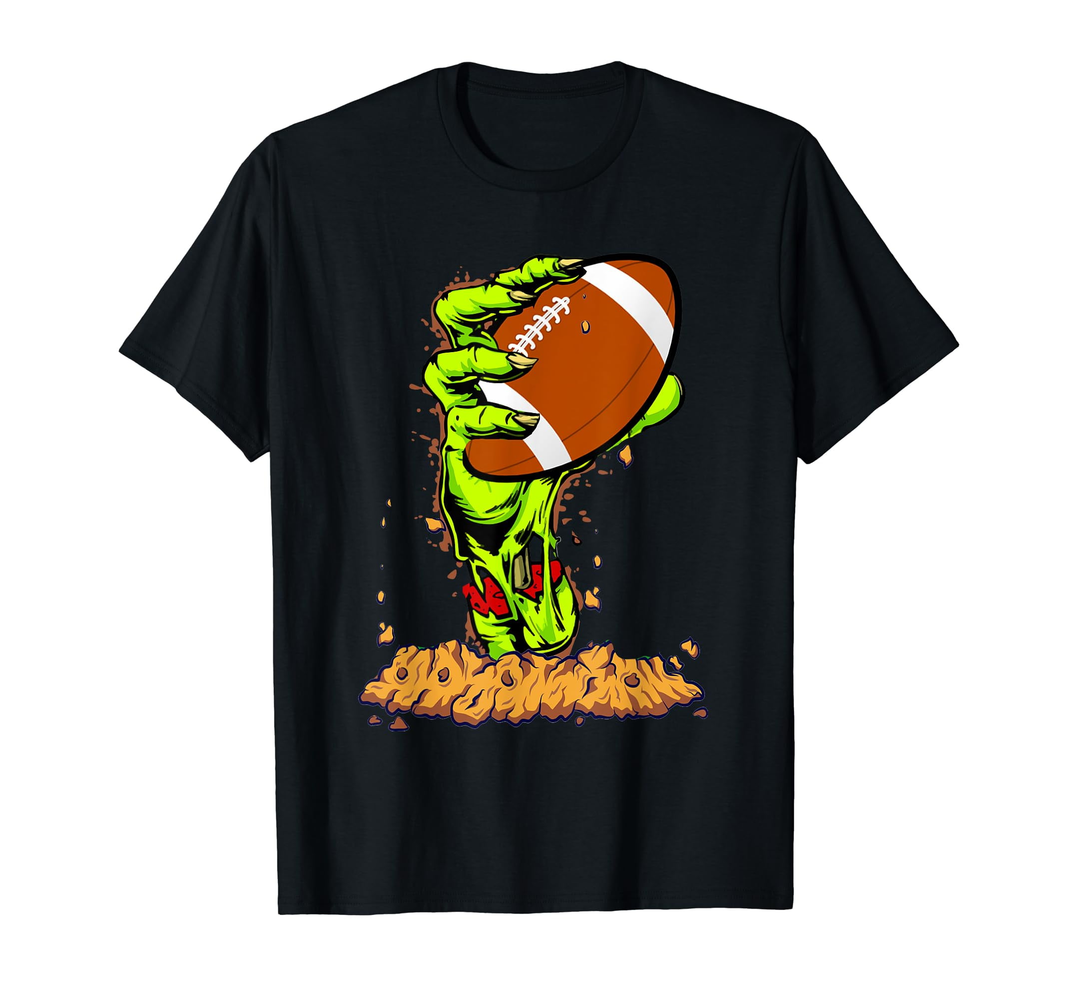 Zombie Hands football Ball Funny Halloween Horror Scary Black T-Shirt ...