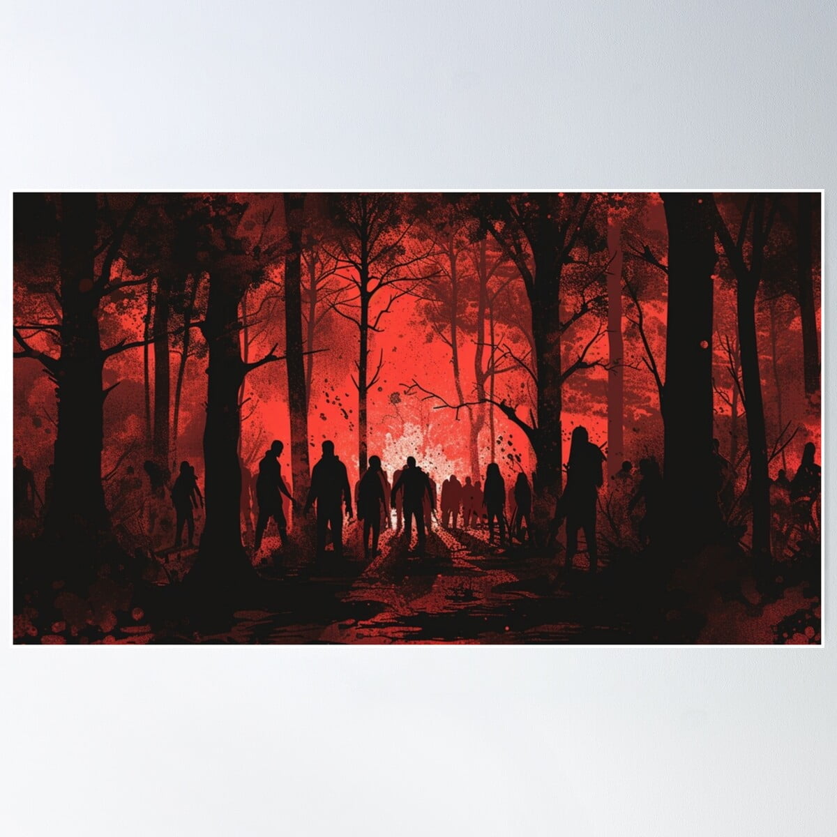Zombie Haunted Forest Blood Moon Eclipse Poster Wall Art, Modern Wall ...