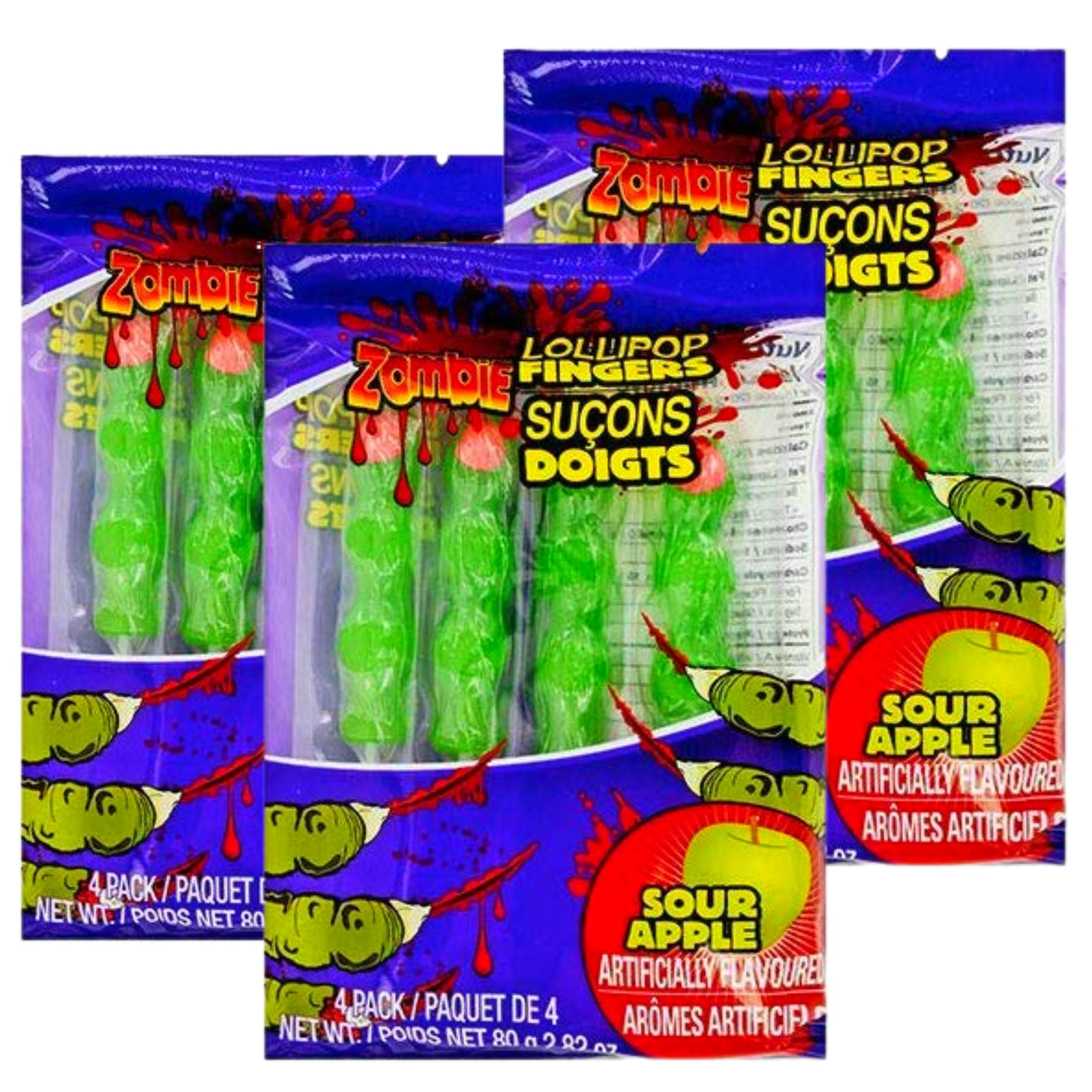 Zombie Lollipop Fingers, Sour Apple Flavored Pop Delights Halloween ...