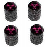 Zombie Outbreak Biohazard Pink Tire Rim Wheel Aluminum Valve Stem Caps ...