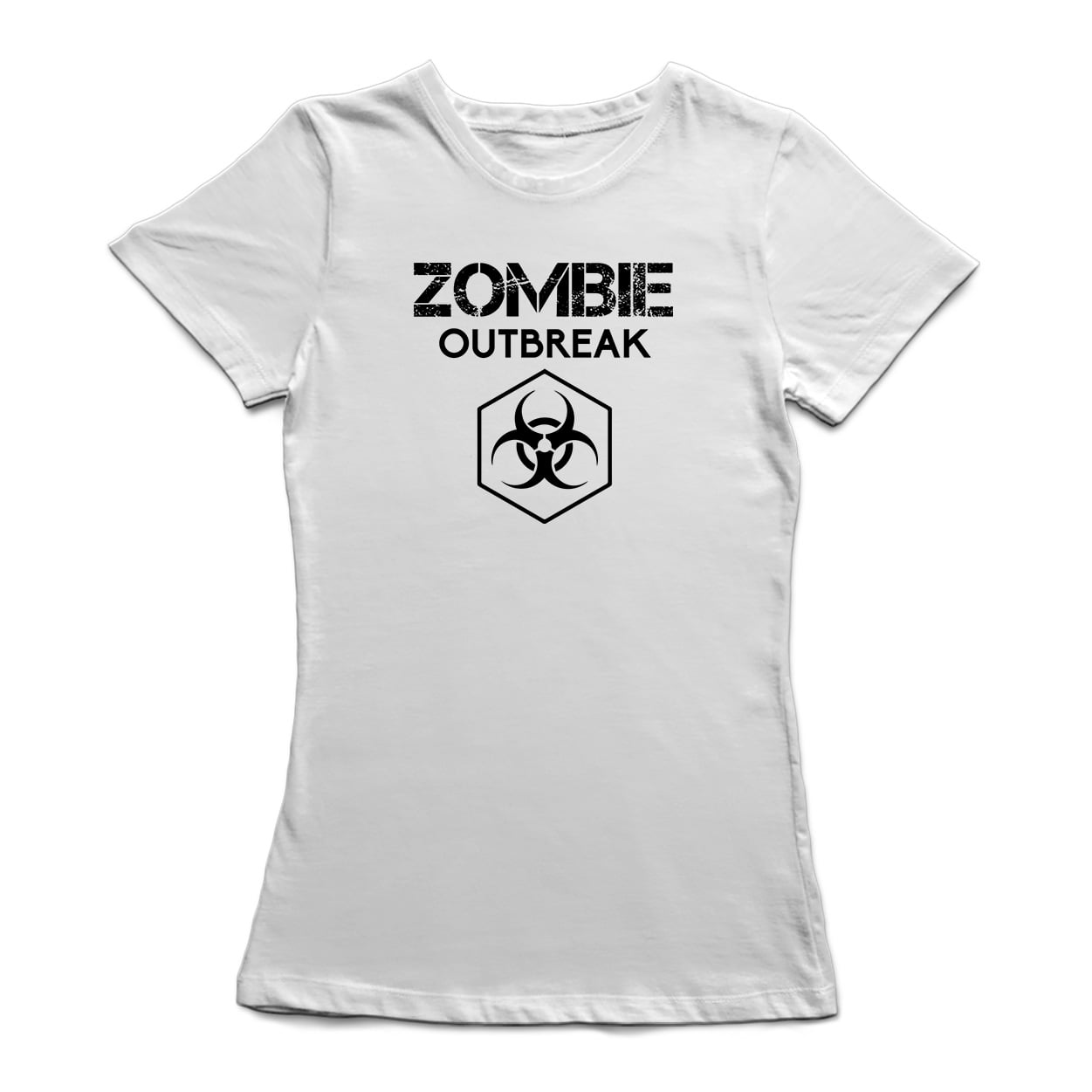 Zombie Outbreak Biohazard Symbol Graphic Women White T-Shirt, Female ...