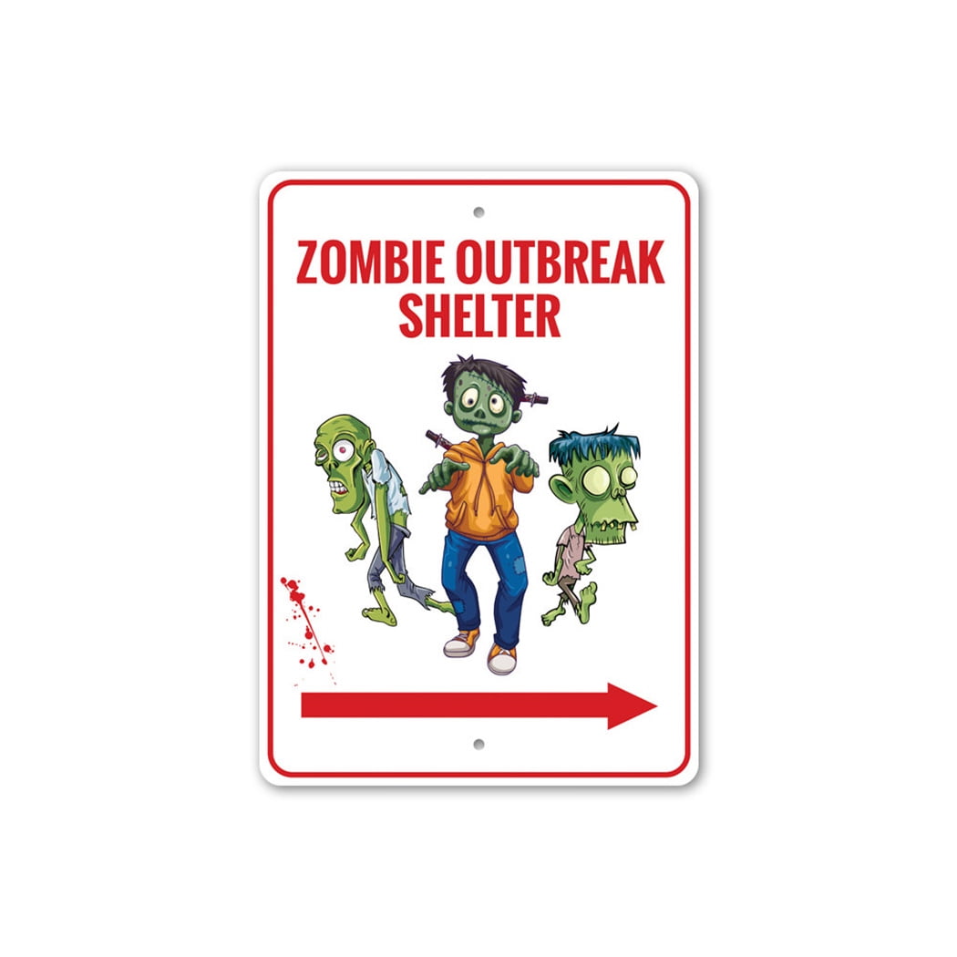Zombie Outbreak Shelter This Way, Directional Arrow Sign, Welcome ...