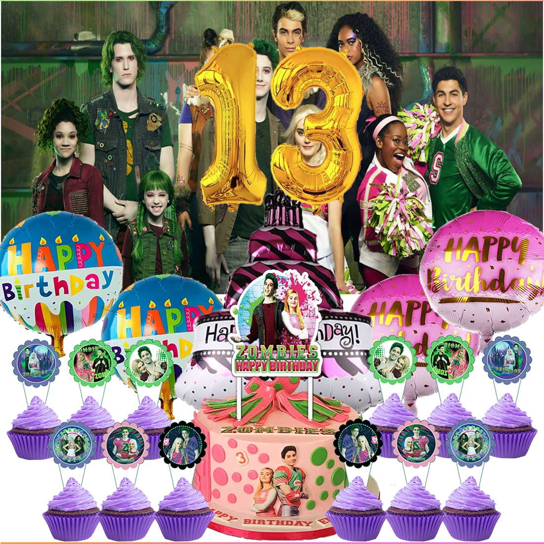 Zombie Party Supplies Decor 13th Kit Balloons Birthday Cake Topper ...