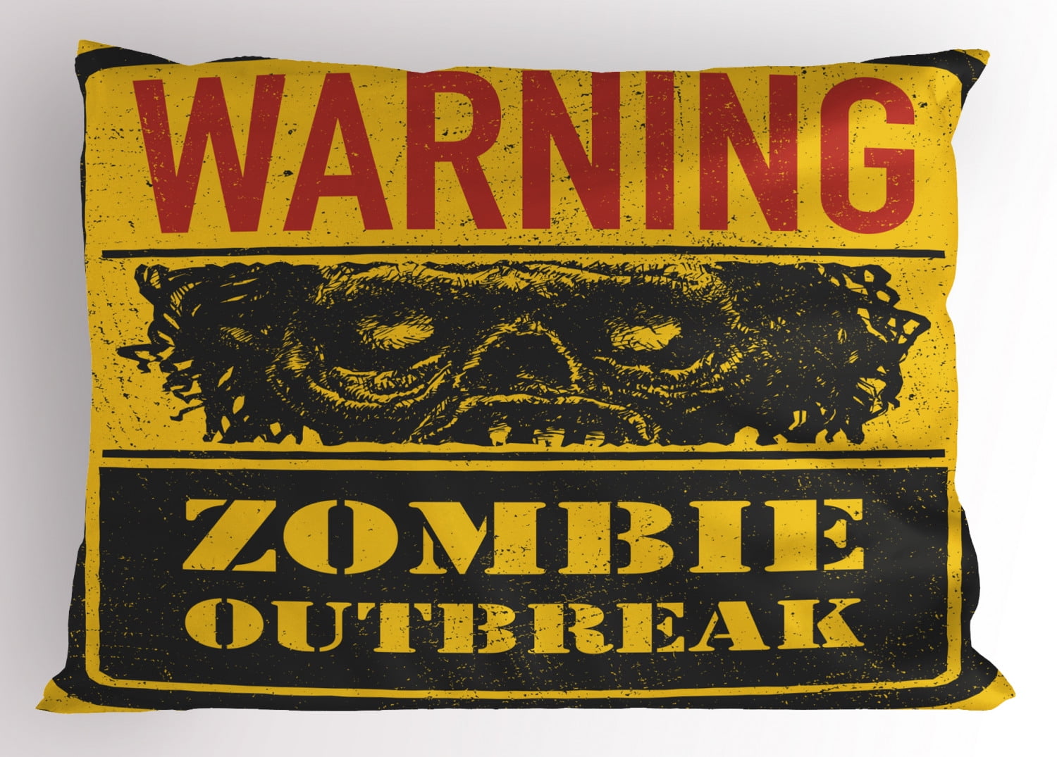 Zombie Pillow Sham Retro Warning Outbreak Horror Monster Sign in ...