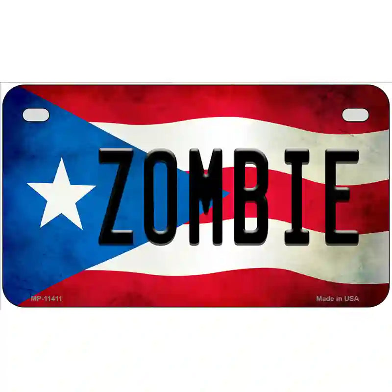 Zombie Puerto Rico Flag License Plate Metal Novelty 7" x 4" Motorcycle ...