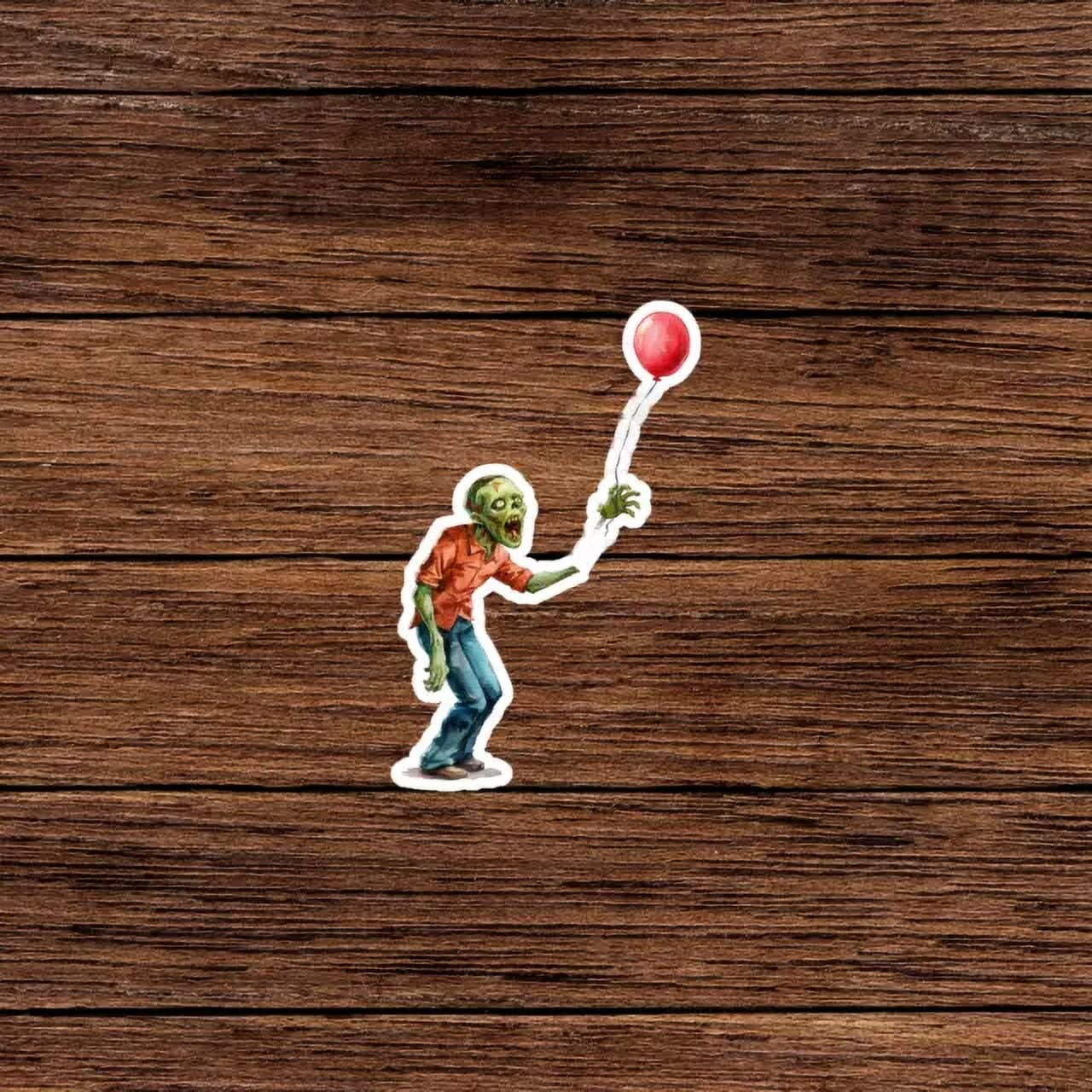 Zombie With Red Balloon Sticker - Creepy Undead Horror Decalphone Decal ...