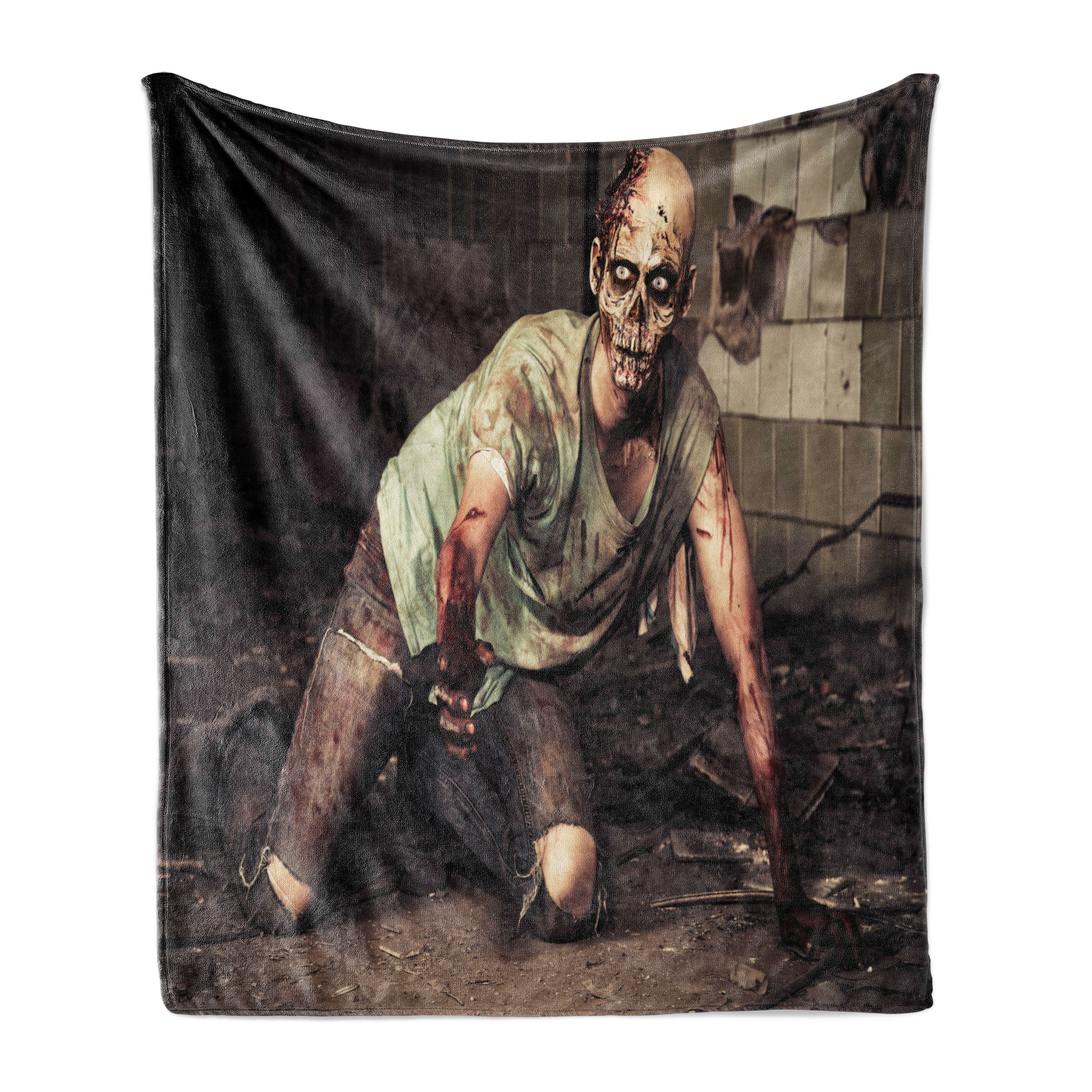 Zombie Soft Flannel Fleece Blanket, Halloween Scary Dead Man in the Old ...