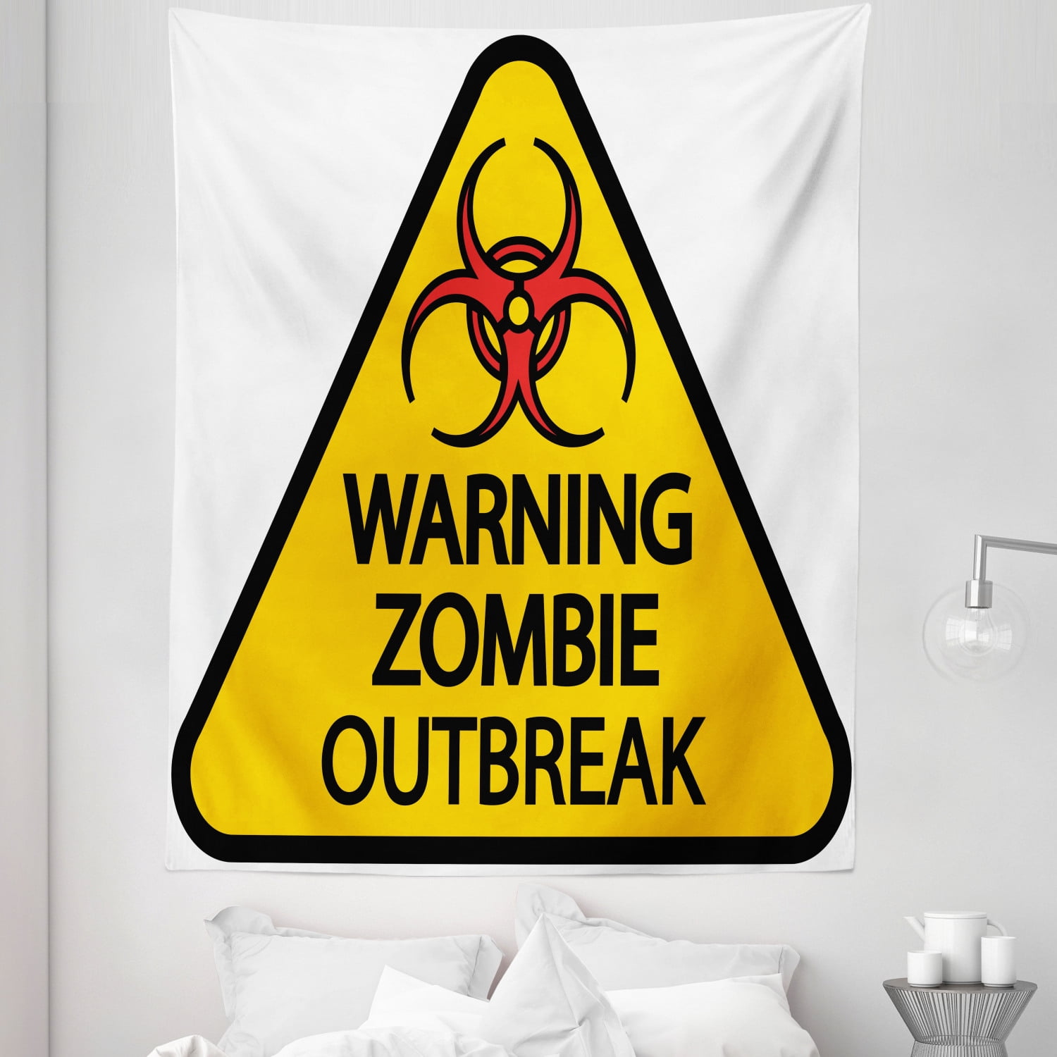Zombie Tapestry, Warning the Zombie Outbreak Sign Cemetery Infection ...